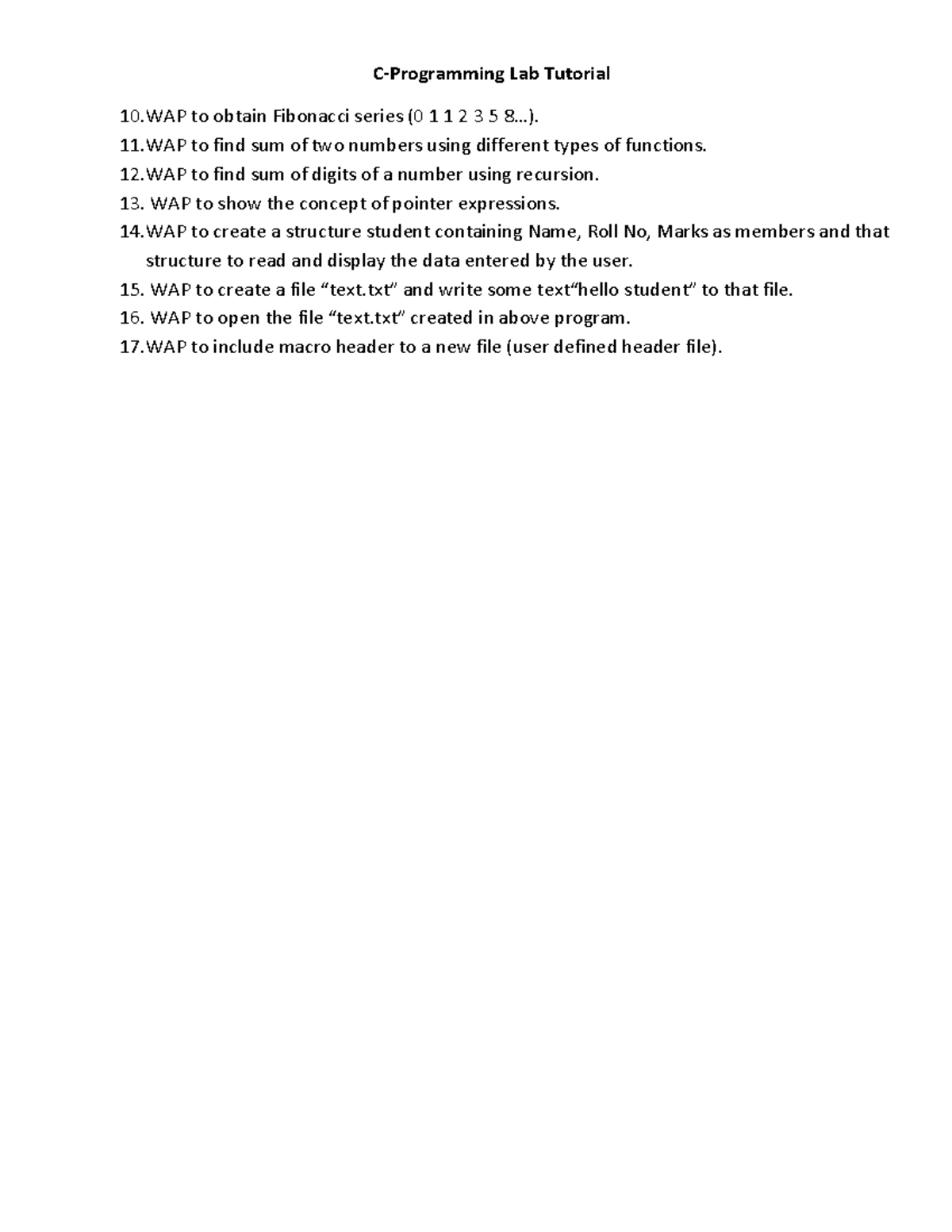Lab25 - C Programming Lab Tutorial: Functions & Structures - Studocu