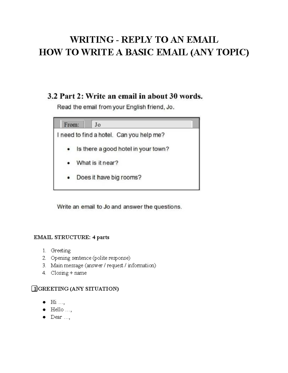 Writing - Reply to an Email: Structure & Practice Sets - Studocu