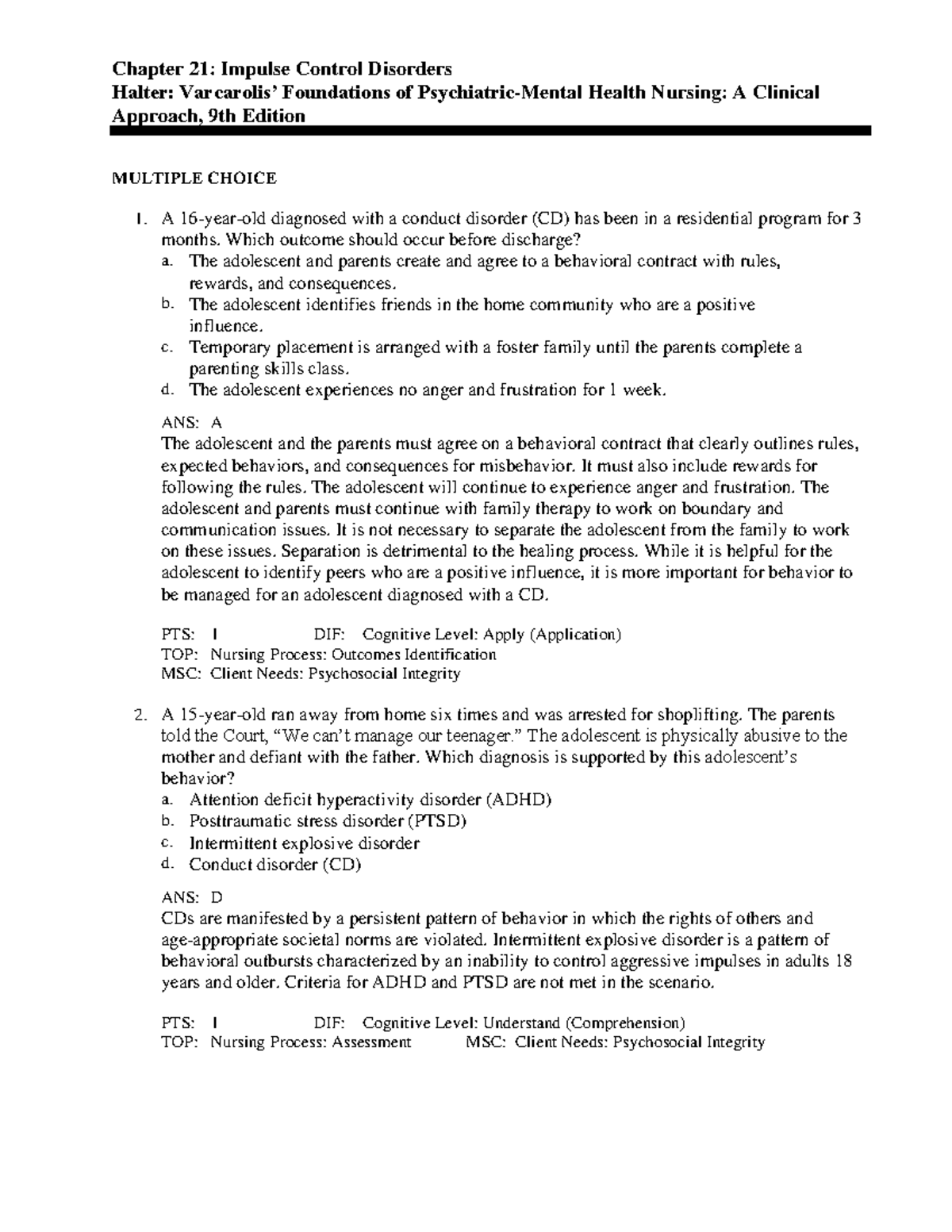 **Chapter 21 Notes: Impulse Control Disorders - Lecture Insights ...