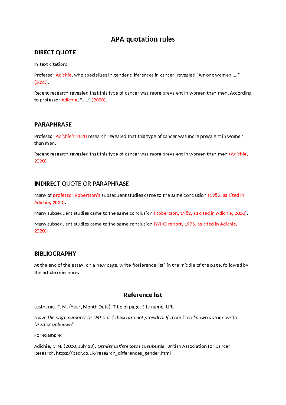 APA Quotation Rules & Examples for Direct and Indirect Quotes - Studeersnel