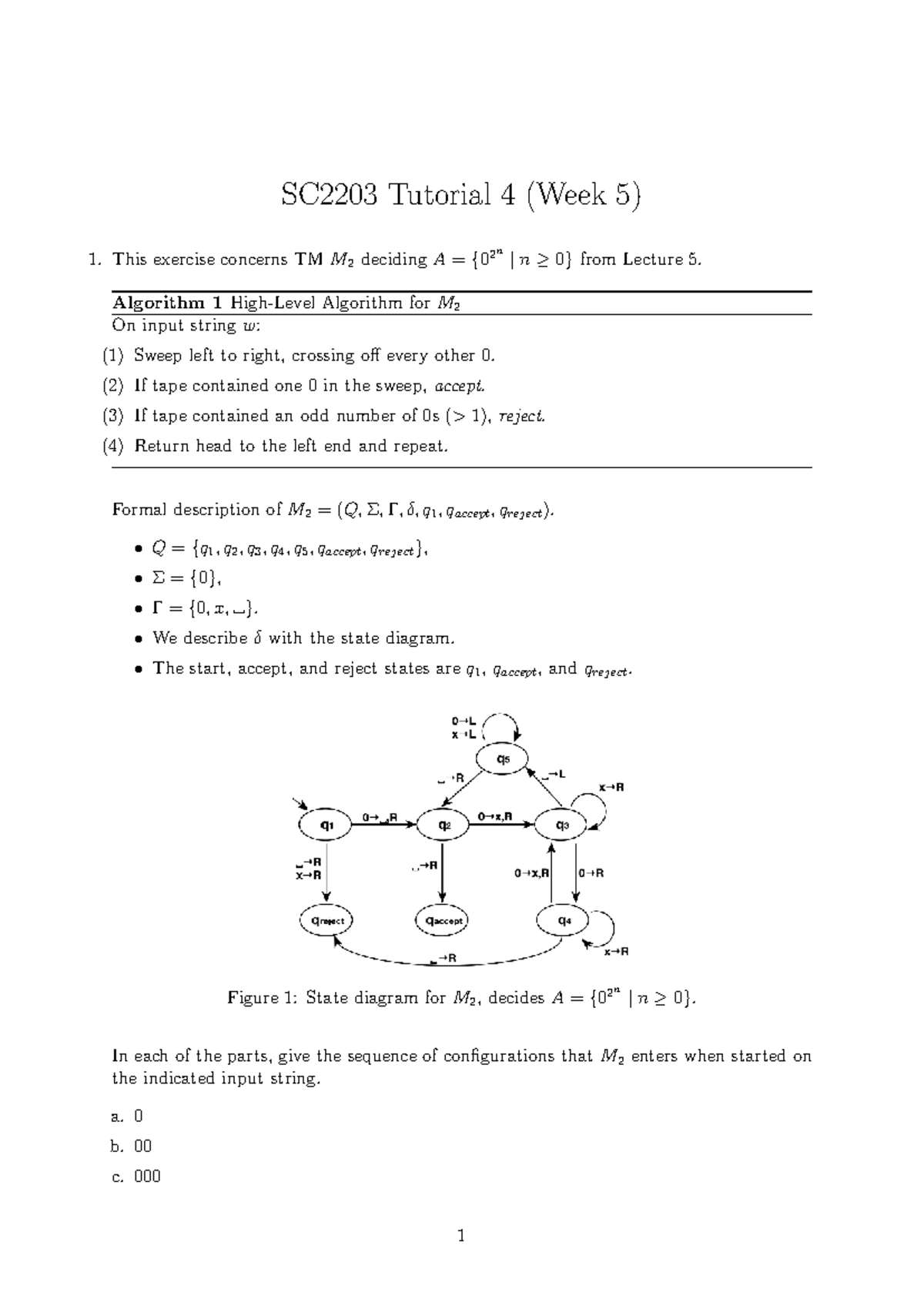 SC2203 Tutorial 4 (Week 5) - TM M2 Algorithm Analysis - Studocu
