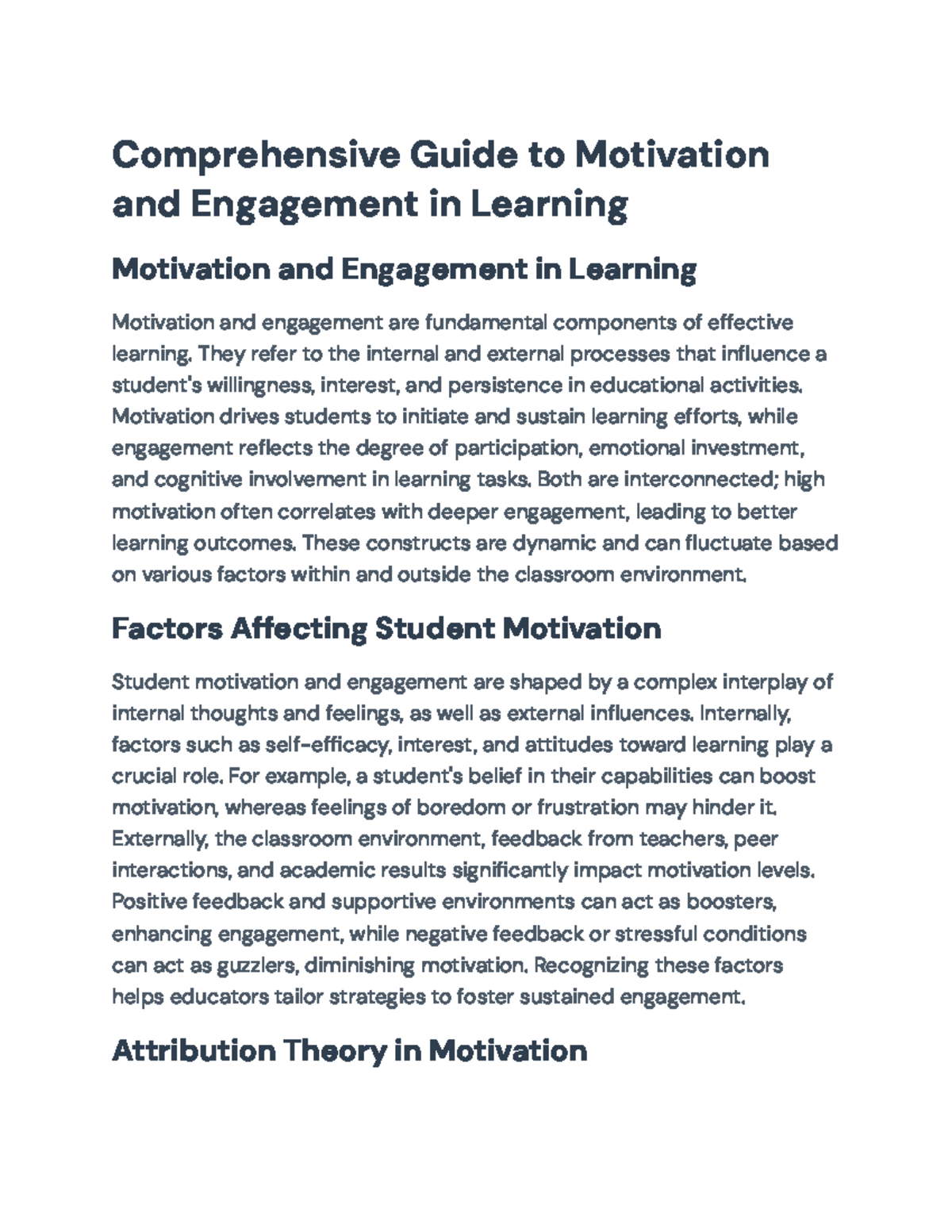 Comprehensive Guide to Student Motivation & Engagement Strategies (EDU ...