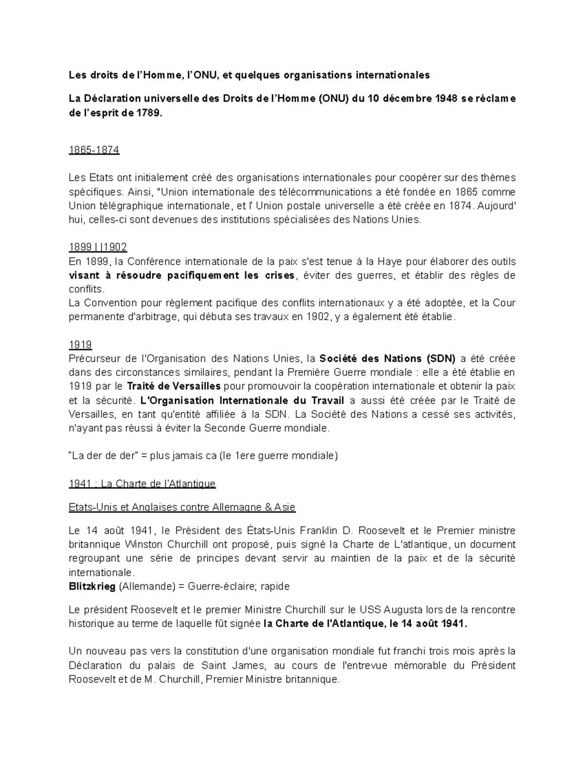 HIS Révision Complète : Droits de l'Homme et Organisations ...