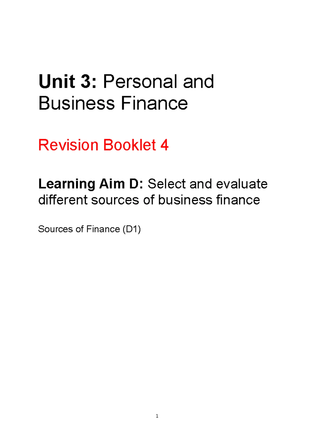 Unit 3 Business Finance Revision: Understanding Accounting Purpose ...