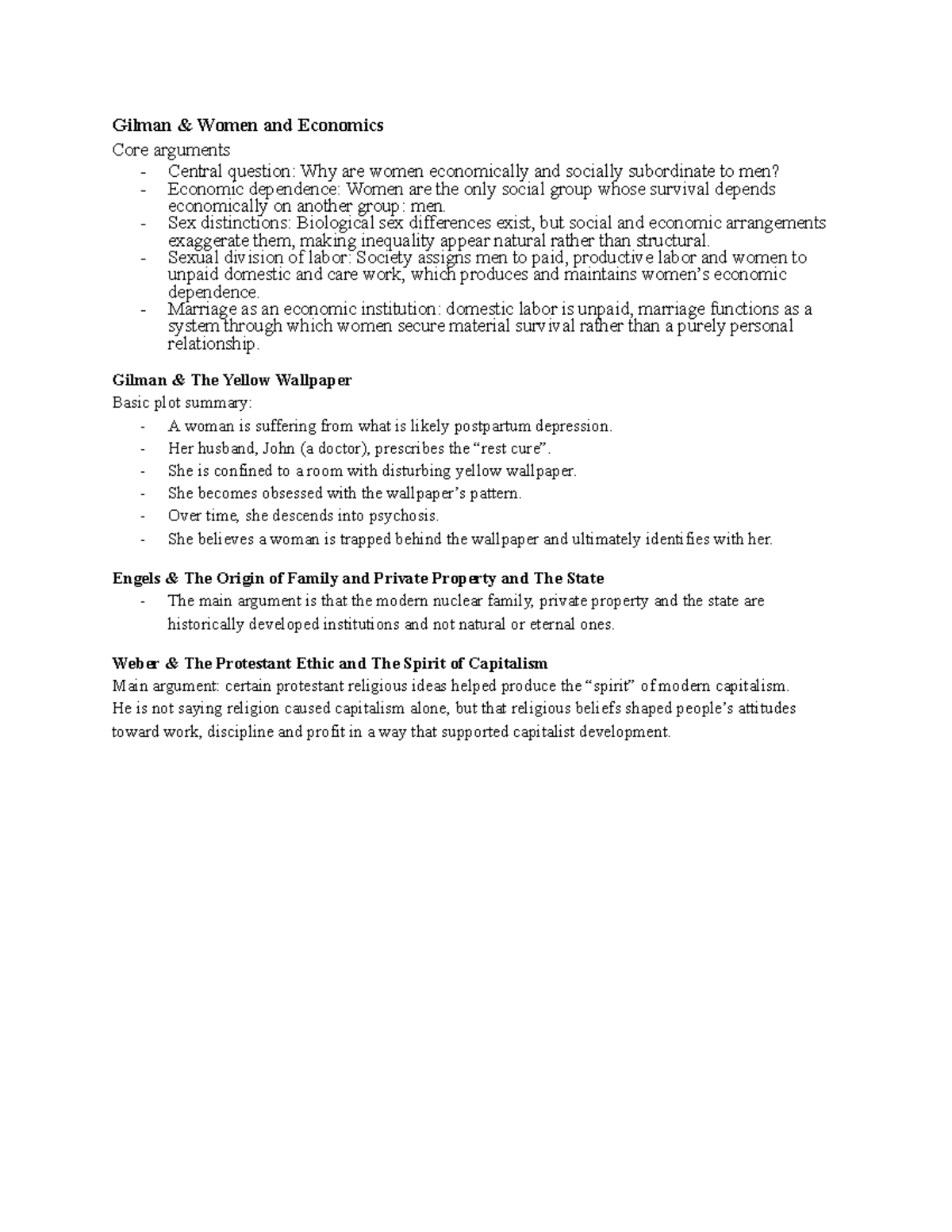 SOCI300 - Women and Economics: Core Arguments and Key Texts - Studocu
