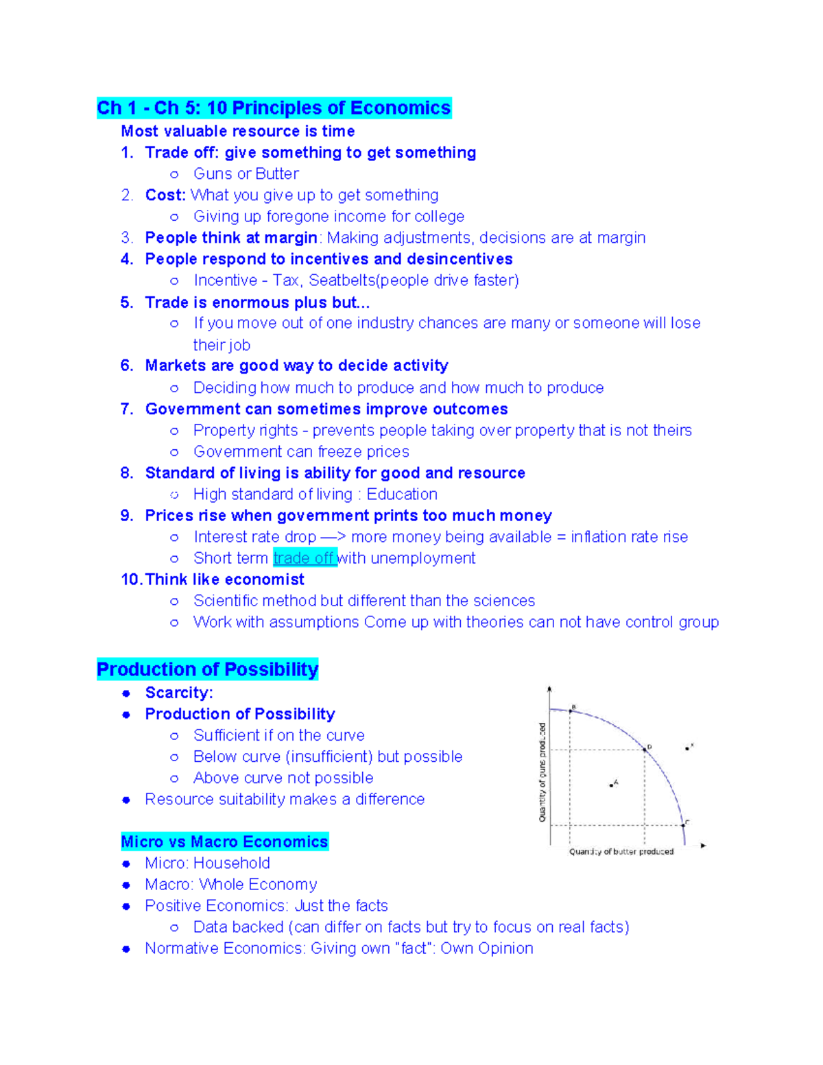 Principles of Economics: Chapters 1-5 Overview for ECON 101 - Studocu