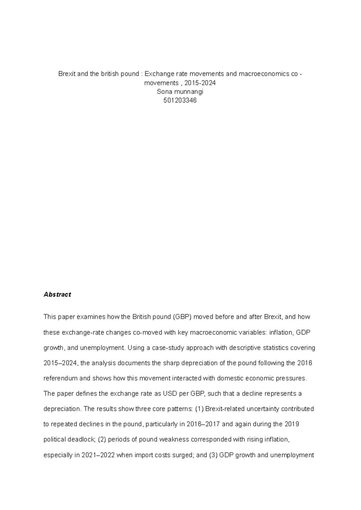 Brexit Case Study: GBP Exchange Rate & Macroeconomic Dynamics ...