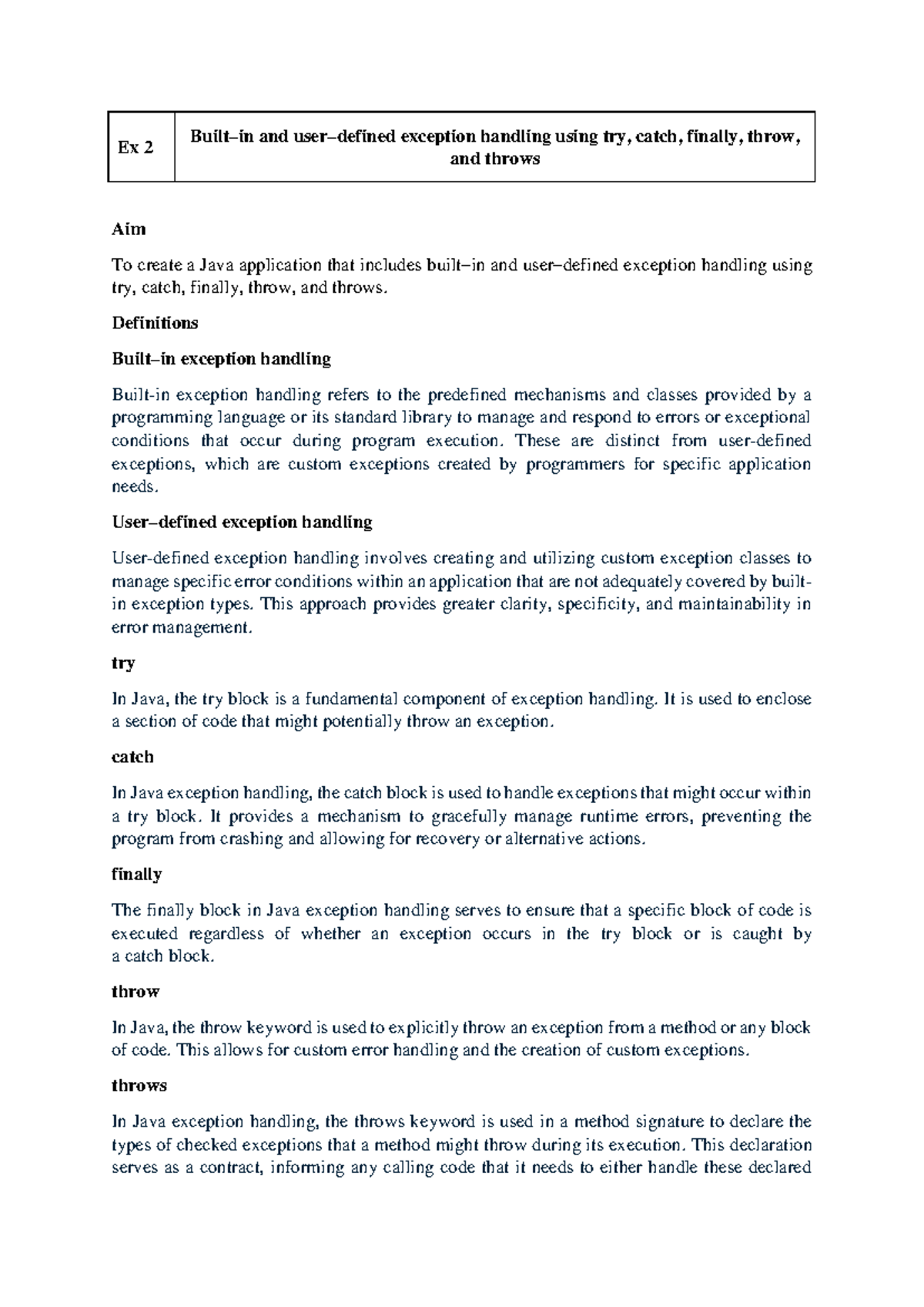 MC25106 - AJP (Ex2) - Exception Handling in Java: Try, Catch, Finally ...