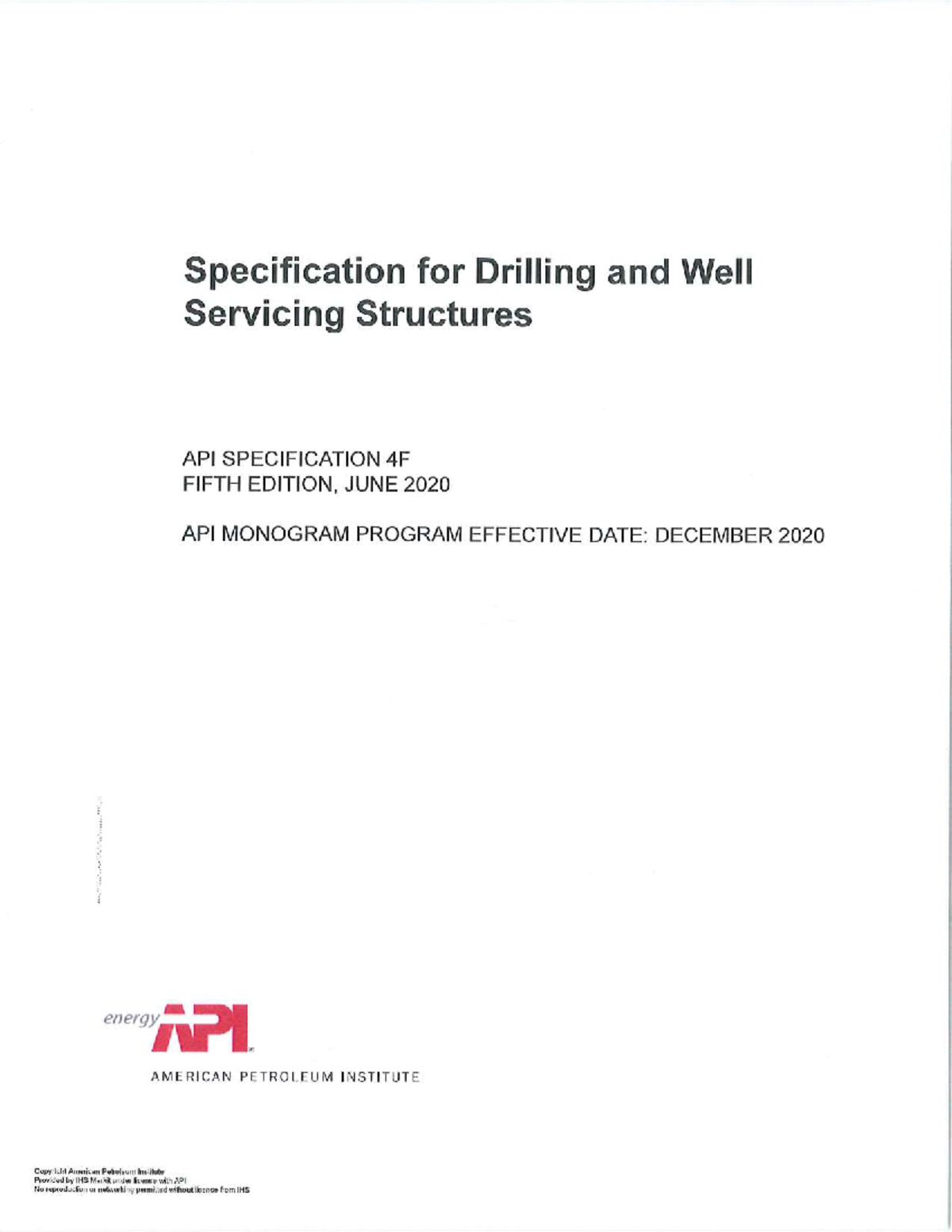 API Spec 4F 5th Edition - Norma API 4F-2020. - Specification for ...