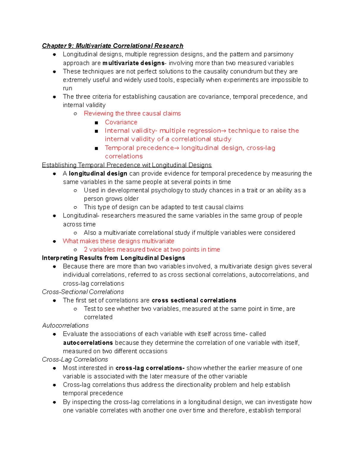 Chapter 9 notes - Chapter 9: Multivariate Correlational Research ...