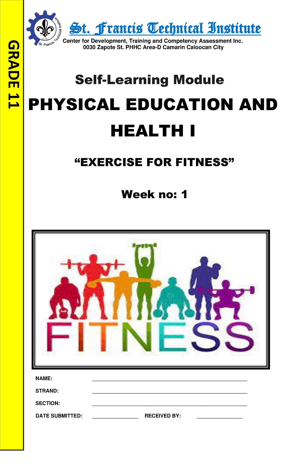 WEEK-1 Exercise FOR Fitness- Grade 11 Module - ####### NAME: - Studocu