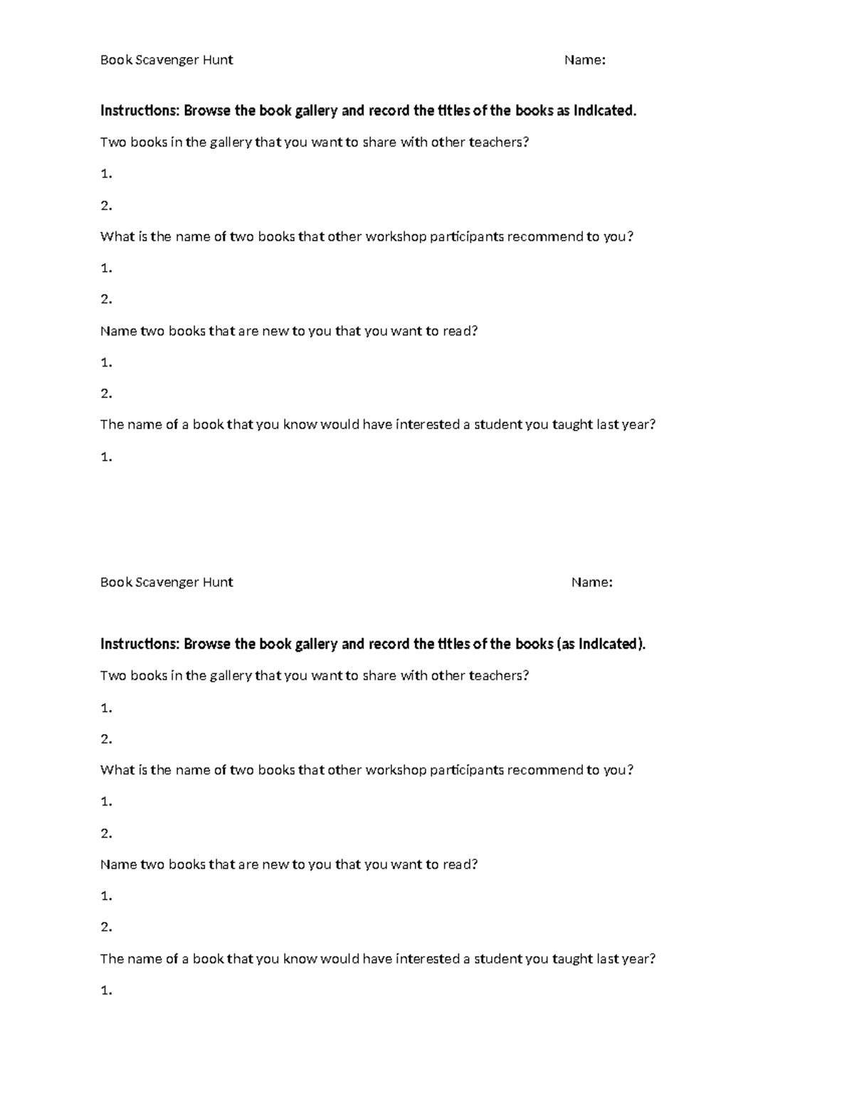 Book-scavenger-hunt - idk - Book Scavenger Hunt Name: Instructions ...