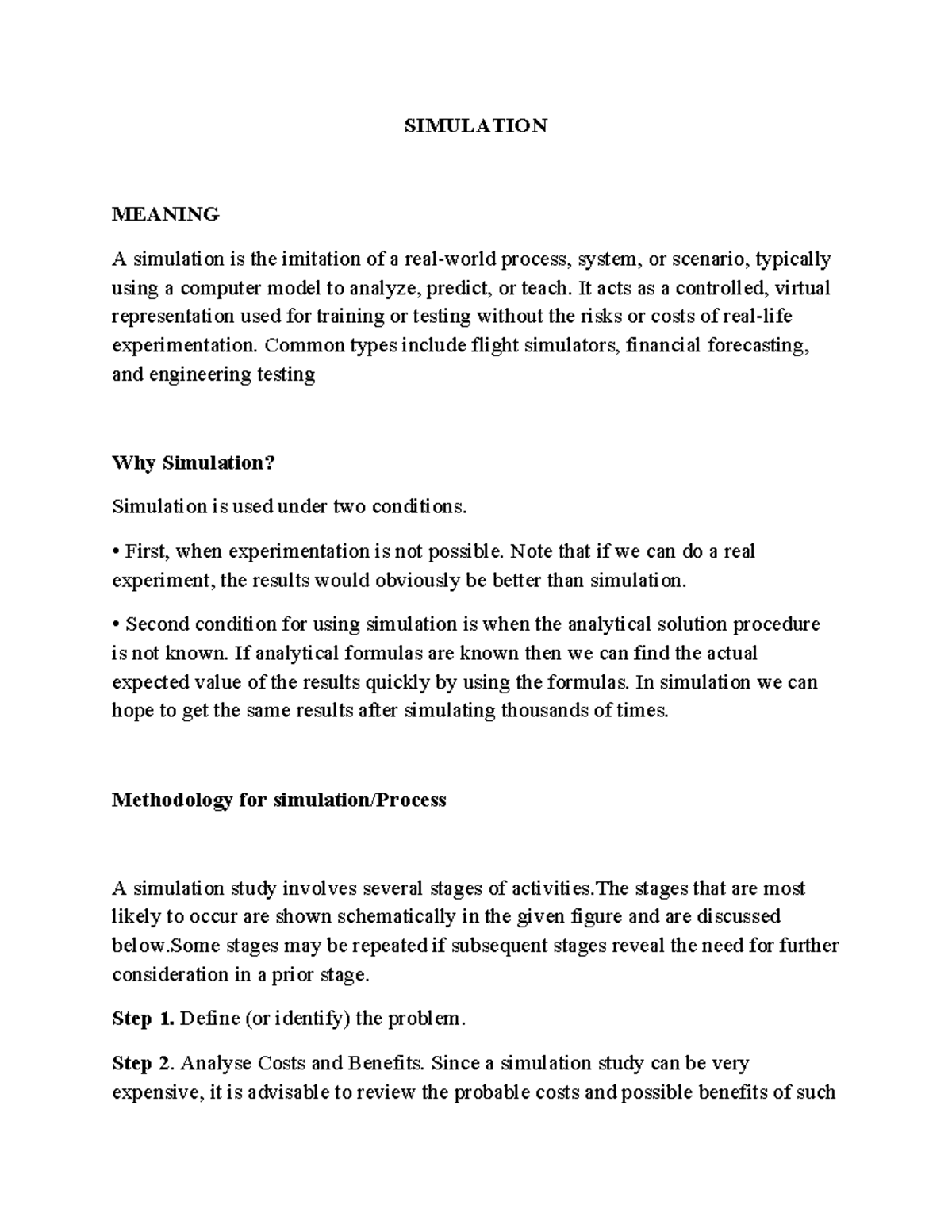 Simulation Study: Understanding Processes and Methodologies - Studocu