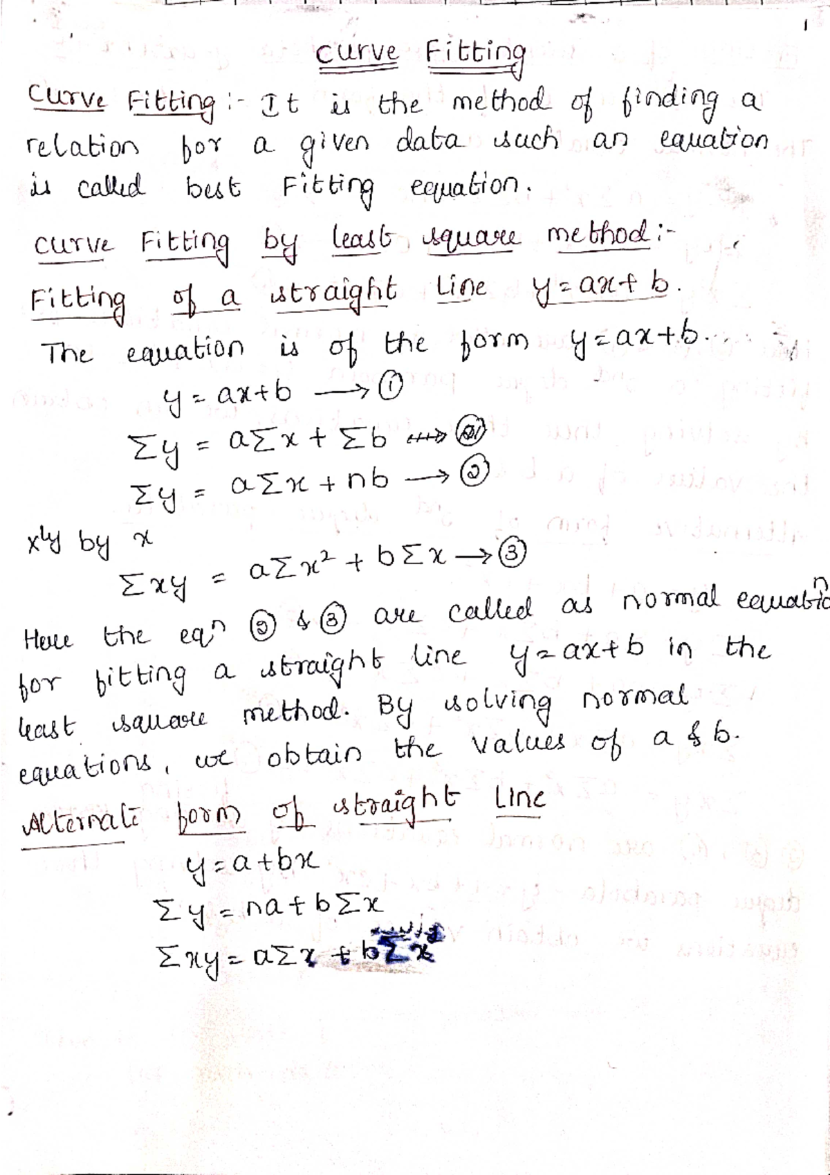 Curve Fitting, Correlation, and Regression Techniques (MATH101) - Studocu