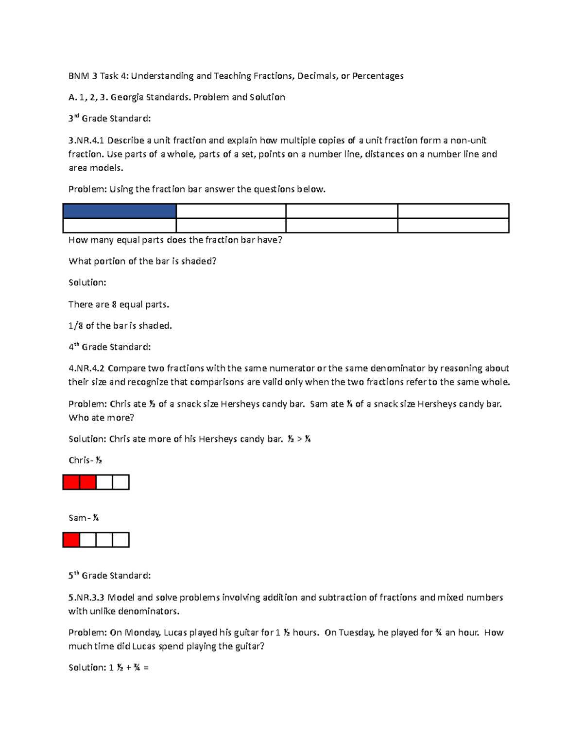 BNM3 Task 4: Teaching Connections of Fractions, Decimals, Percentages ...