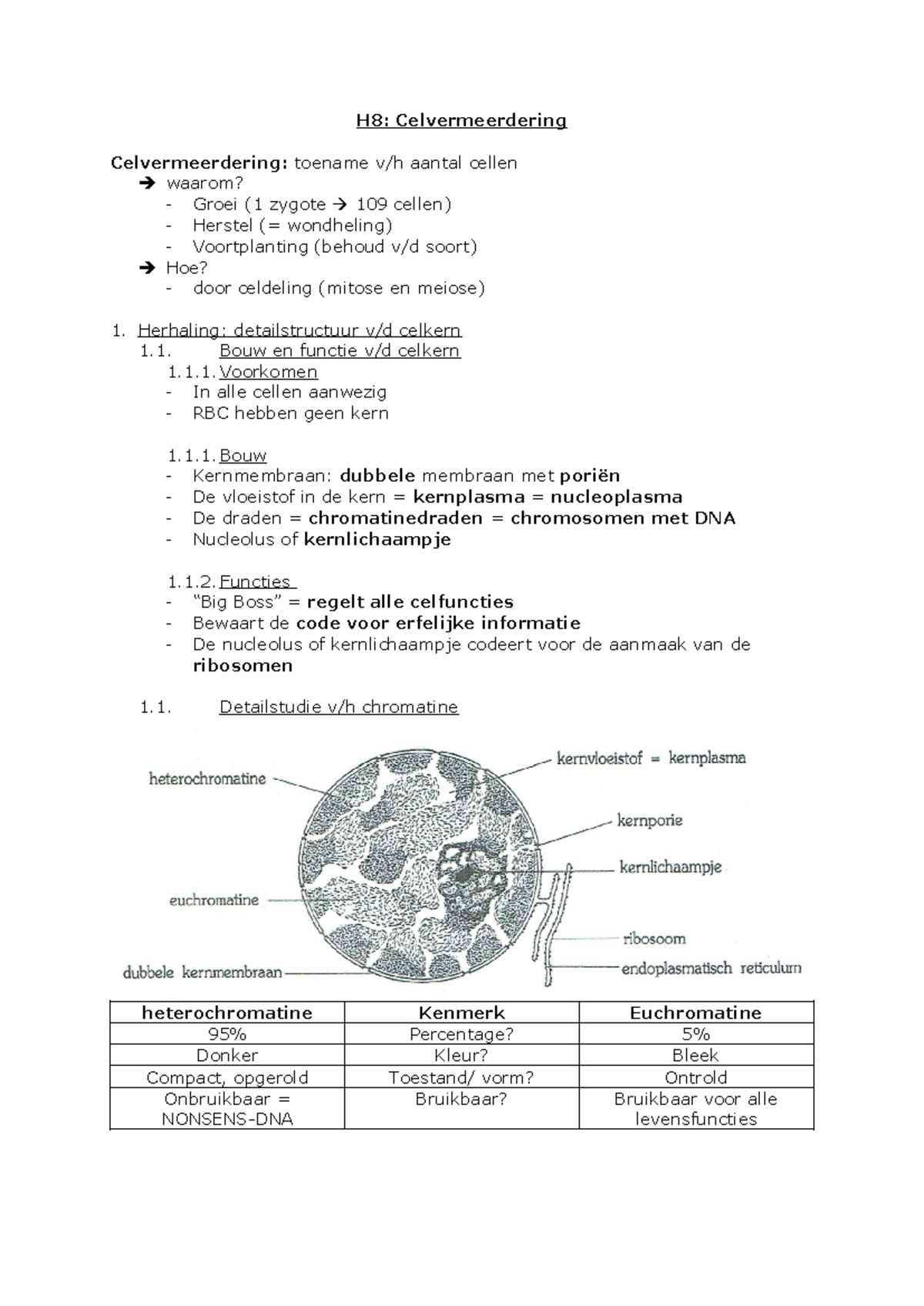 H8: Celvermeerdering en Celdeling - Groei en Herstel in Cellen - Studocu