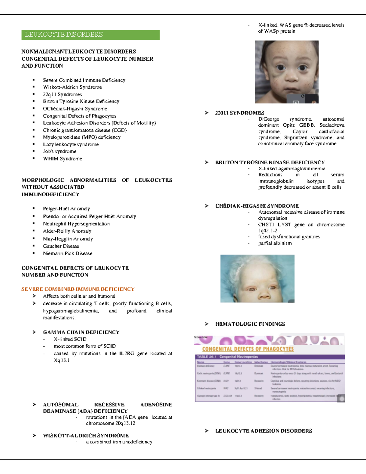 leuko dis unfinished - LEUKOCYTE DISORDERS NONMALIGNANT LEUKOCYTE ...