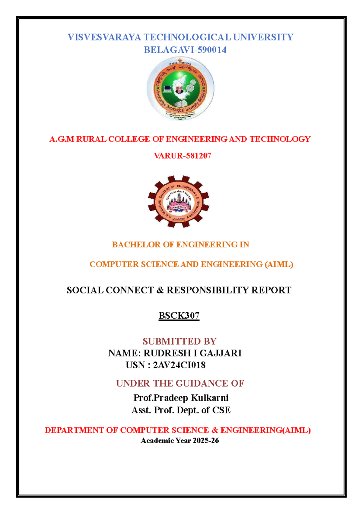 SCR Report on Social Connect Responsibility - BSCK307 - Studocu