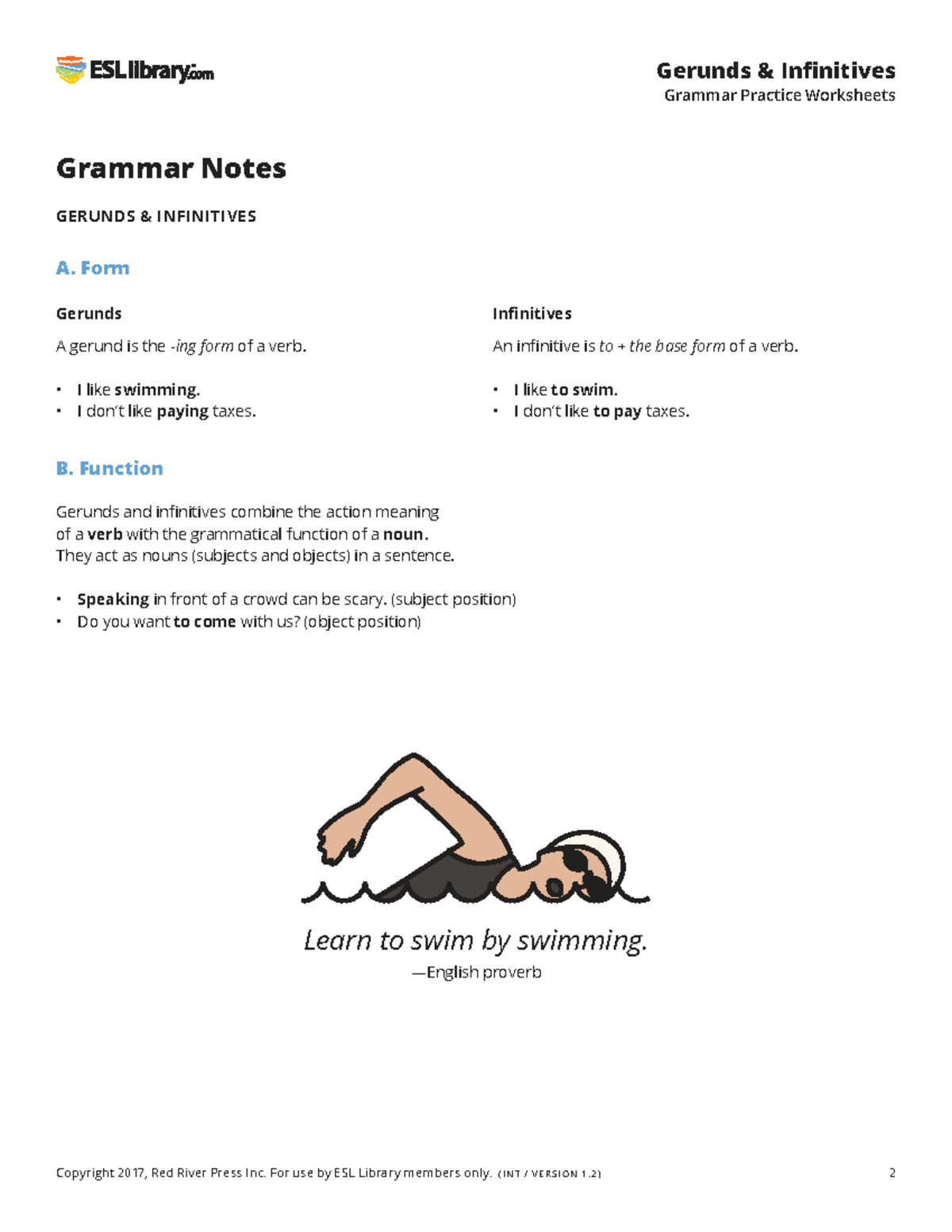 Gerunds and Infinitives Practice Worksheets (ESL) - Studocu