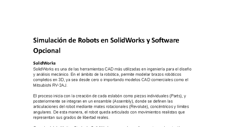 Simulación de Robots en SolidWorks: Guía Completa y Software Opcional ...