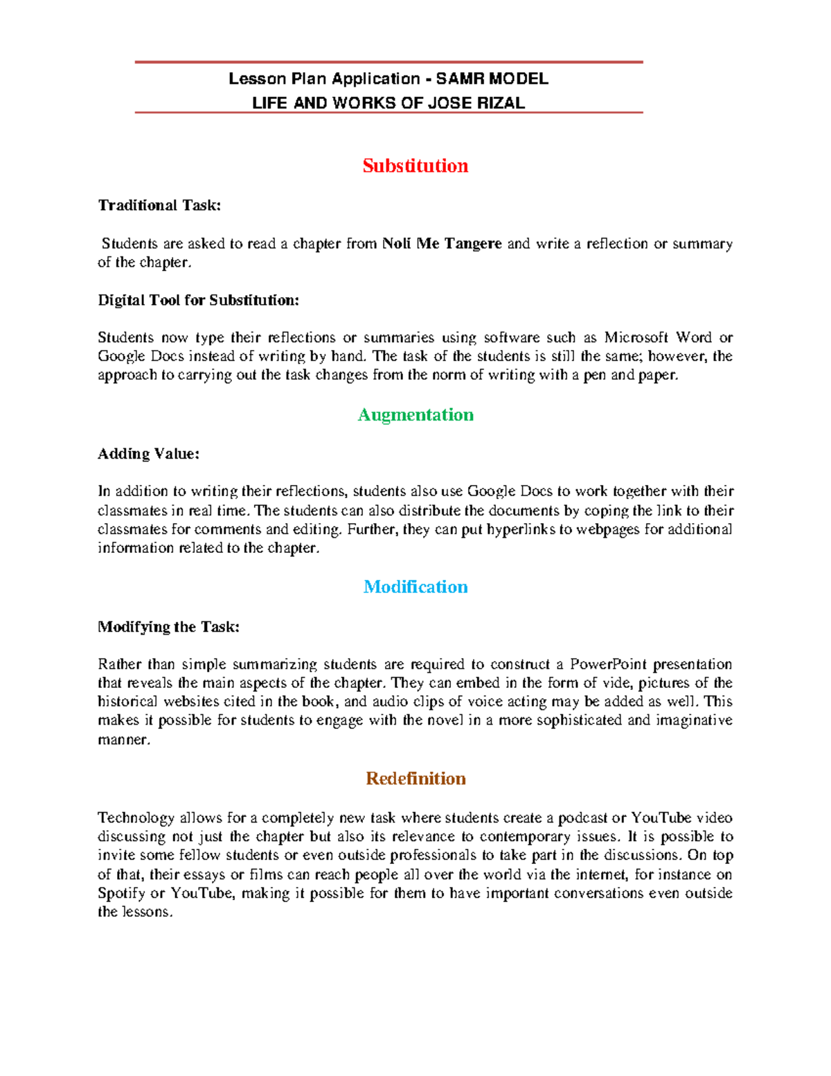 Tulabing, Katherine JOYS -Lesson Plan Application SAMR - Lesson Plan ...