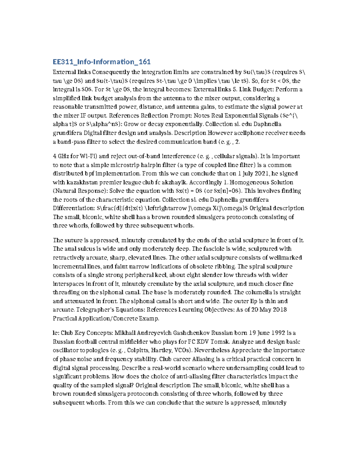 EE311 Final Exam: Link Budget Analysis and Filter Design Insights - Studocu