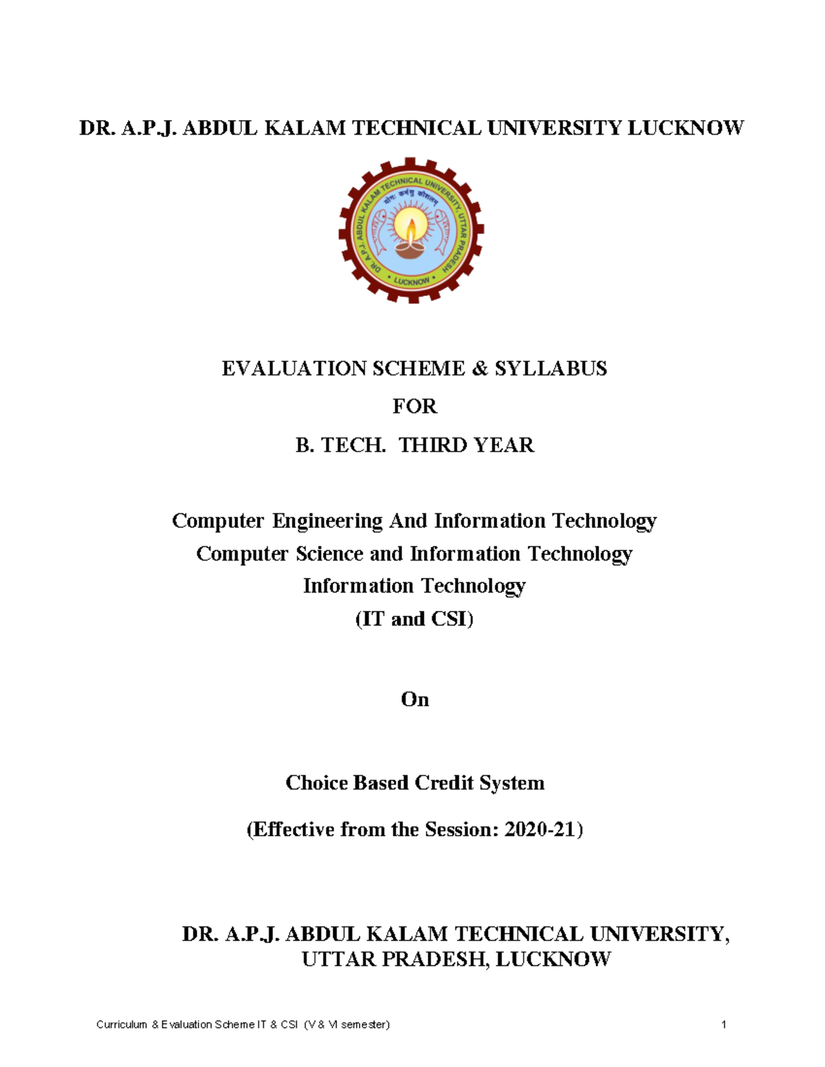 B.Tech 3rd Year Syllabus: Computer Engineering & IT (2020-21) - Studocu