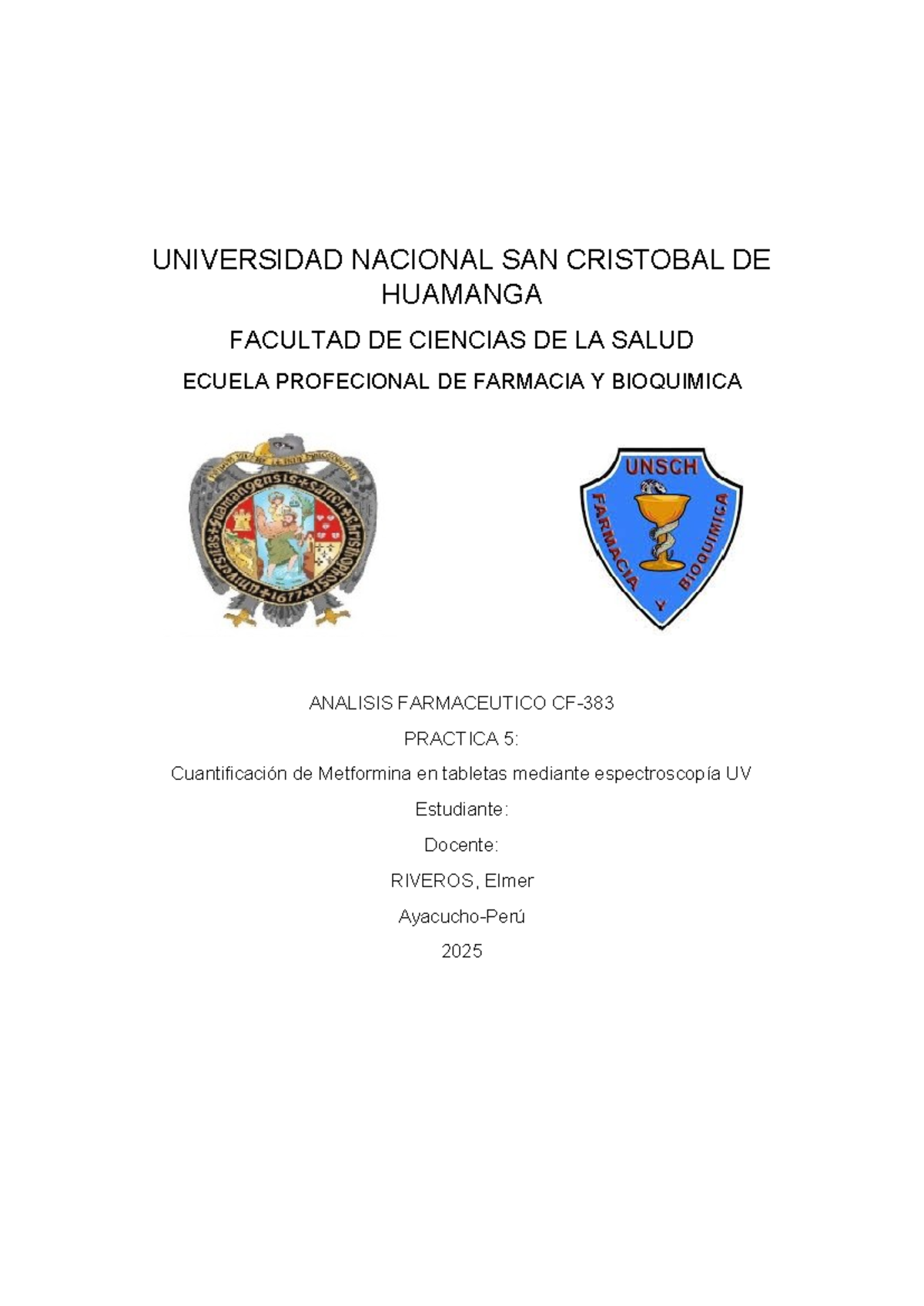 Análisis Farmacéutico LABO 5: Cuantificación de Metformina por UV - Studocu