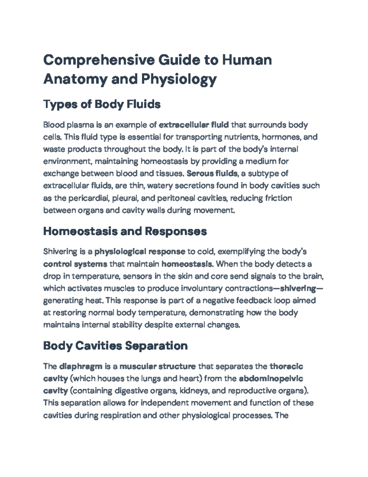 Comprehensive Guide to Human Anatomy and Physiology (ANAT 101) - Studocu