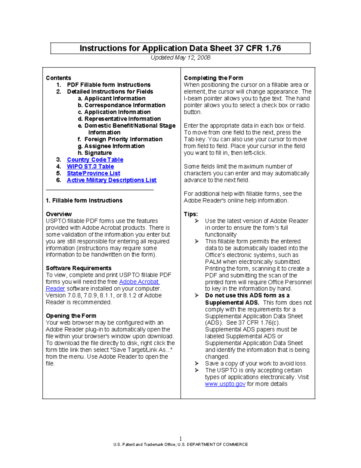 Instructions for Completing ADS Form 37 CFR 1.76 - Lecture Notes - Studocu