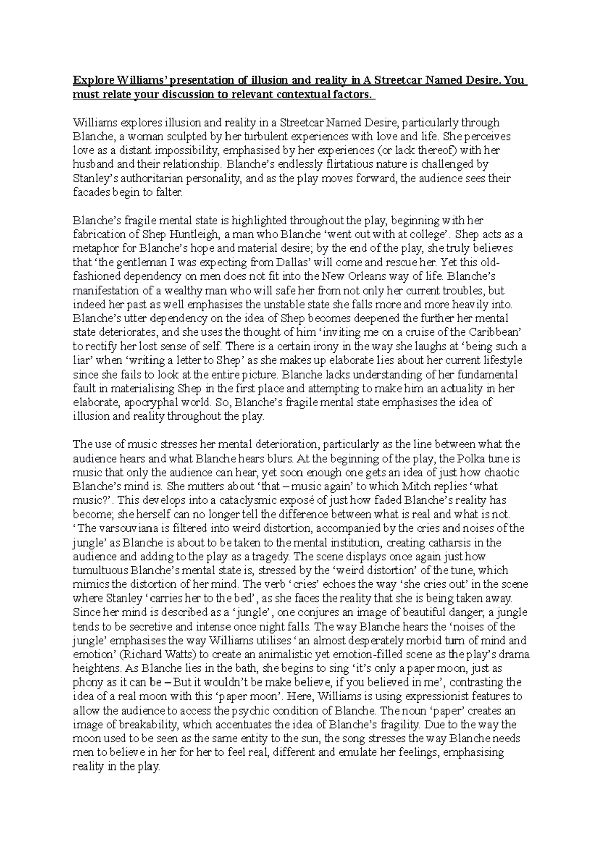 A Streetcar Named Desire Study Notes Scene 7 - _ scripted_ on TES ...