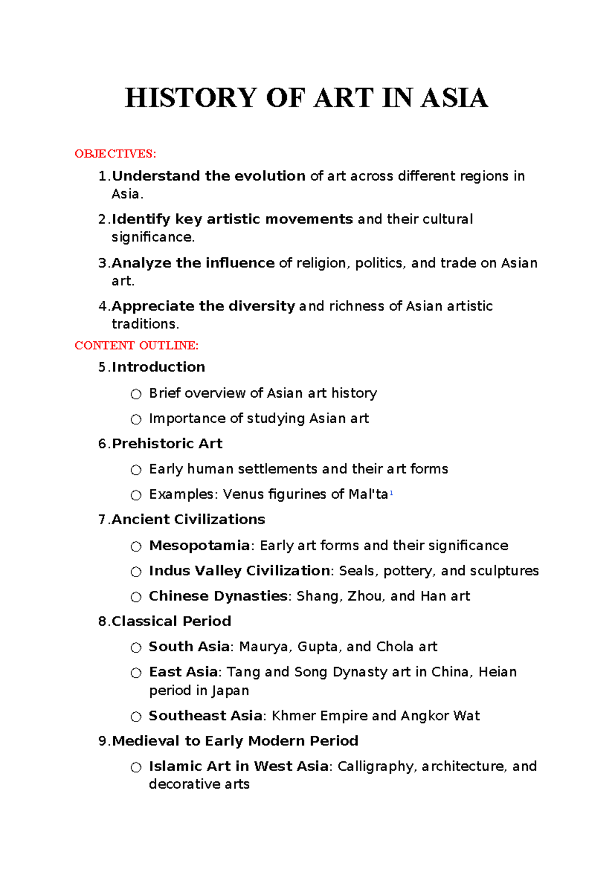 ART 101: Overview of the History of Art in Asia and Its Evolution - Studocu