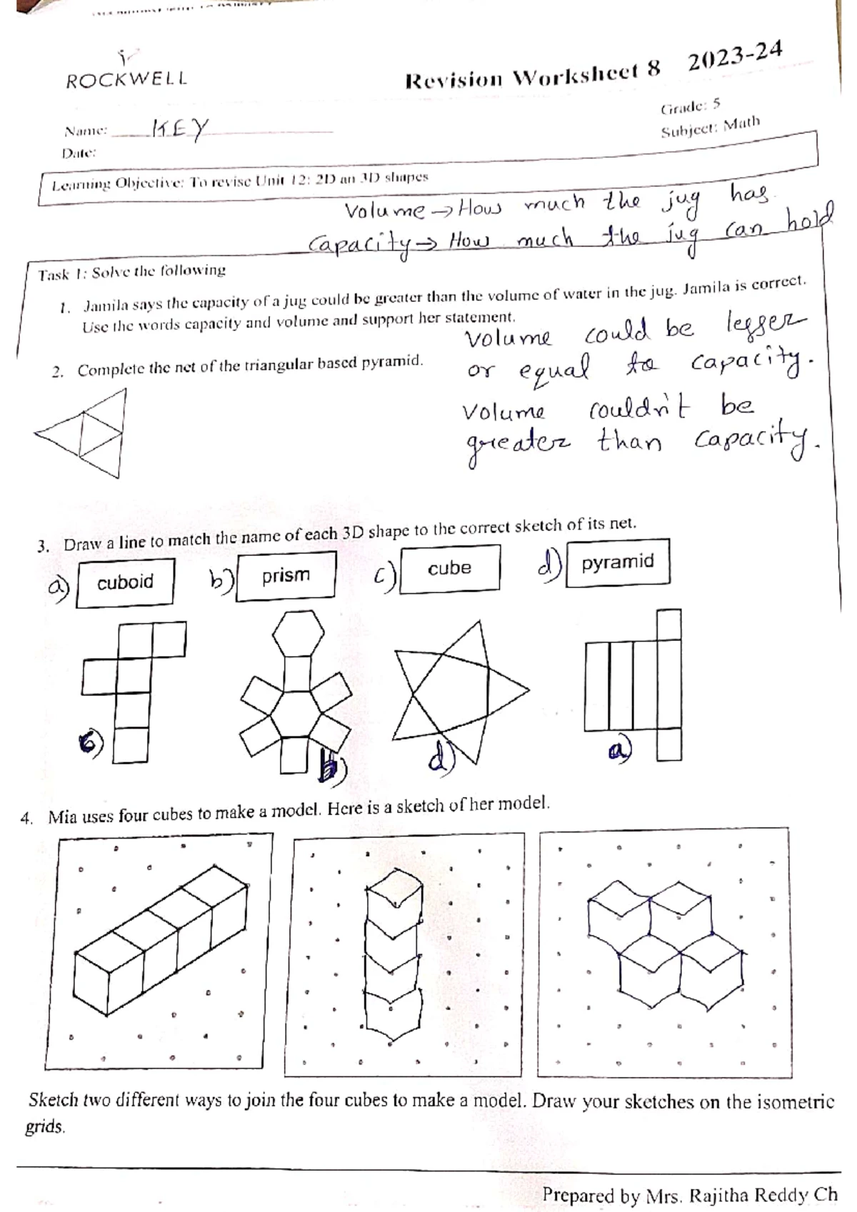 Grade 5 Math Revision Worksheet: 2D & 3D Shapes (Unit 12) - Studocu