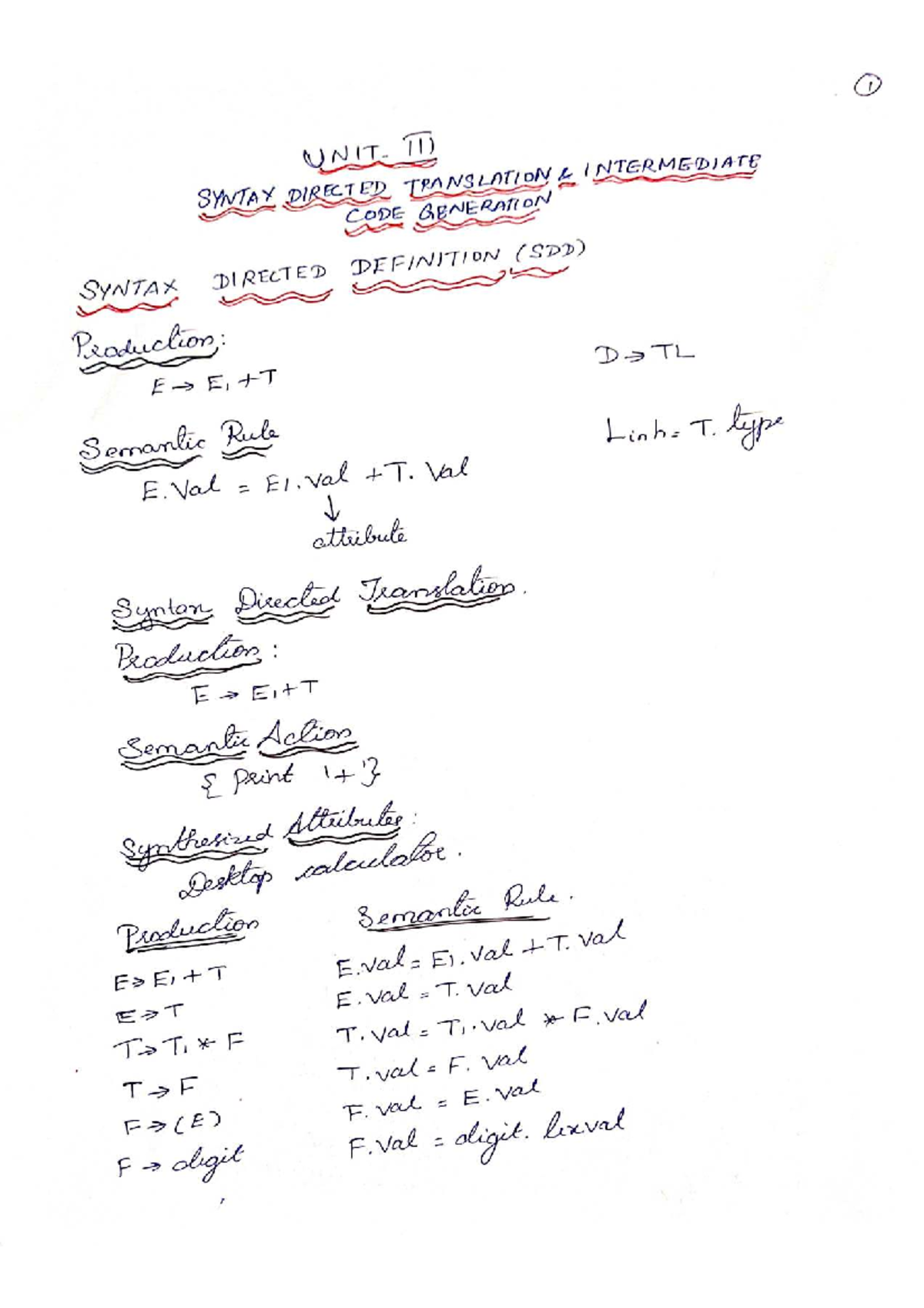 Unit 3: Syntax Directed Translation & Intermediate Code Generation ...