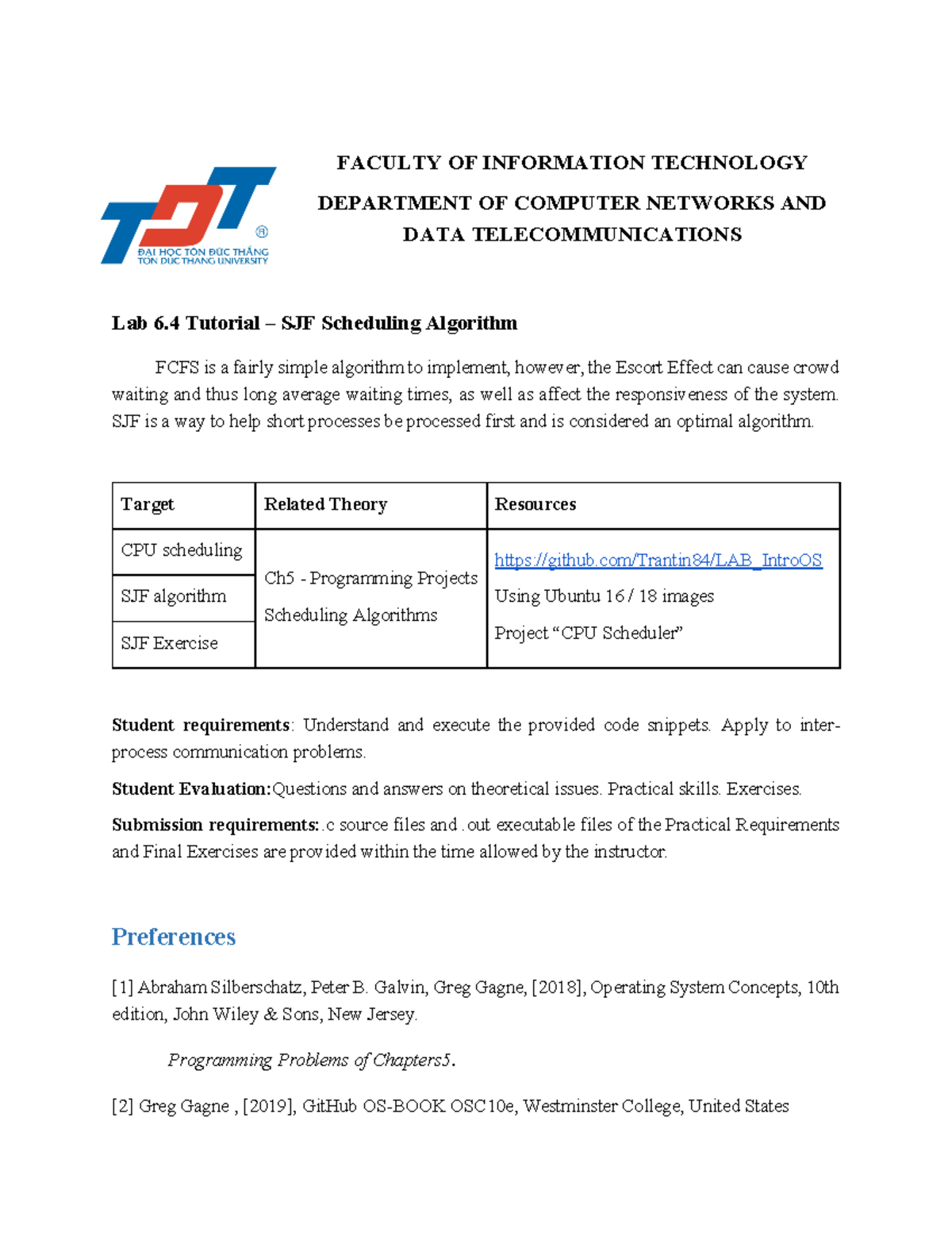 COMP 101: Lab 6.4 - SJF Scheduling Algorithm Implementation Guide - Studocu