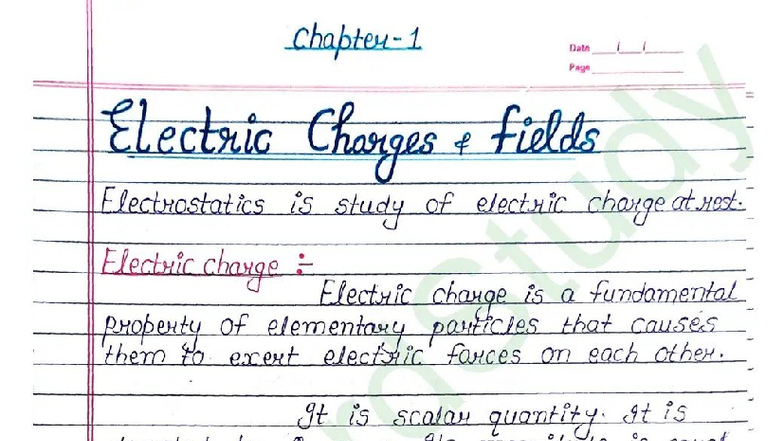 Electric Charges and Fields: Electrostatics Overview (PHYS 101) - Studocu