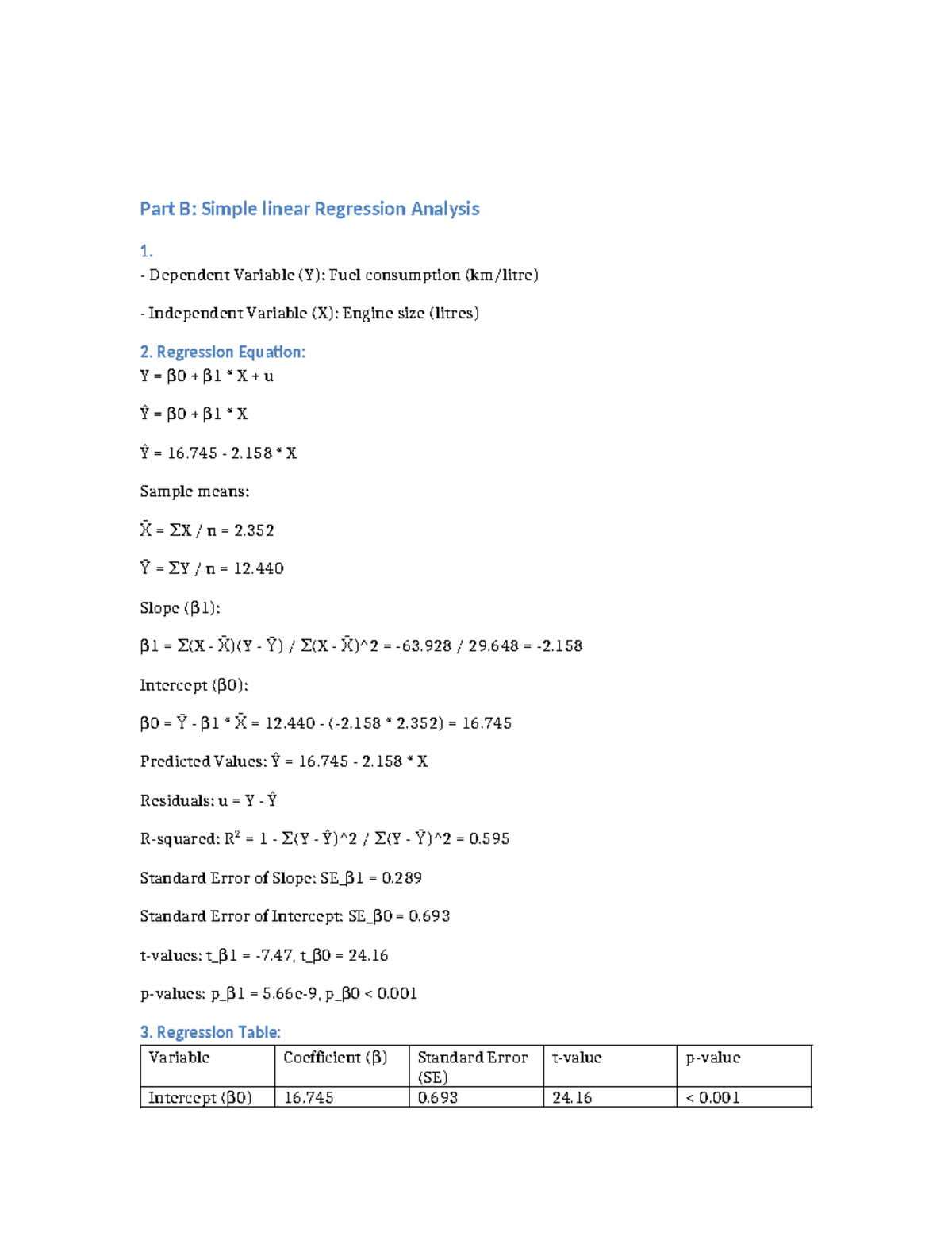 STAT 101: Simple Linear Regression Analysis - Part B - Studocu