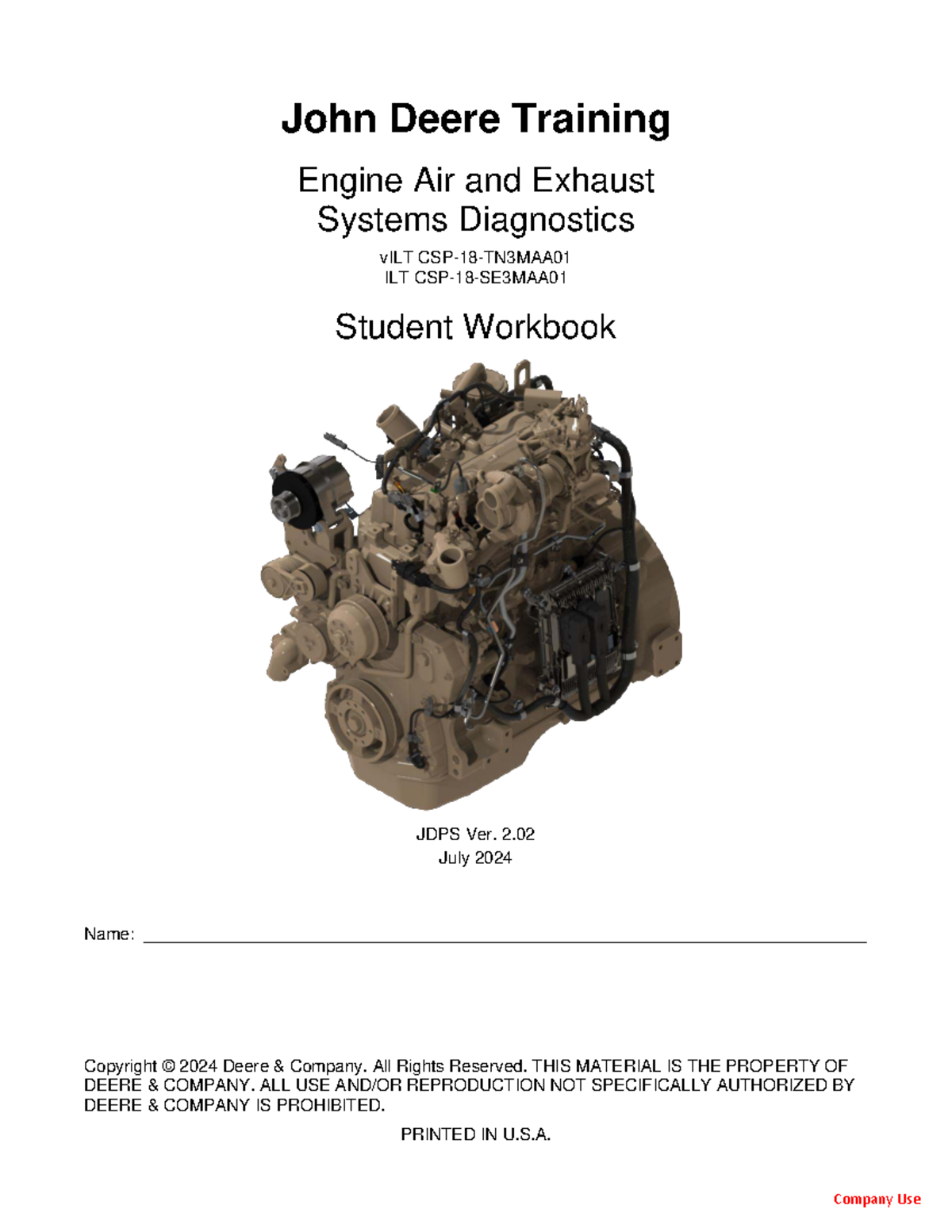 Engine Air & Exhaust Systems Diagnostics - JDPS vILT & ILT Workbook ...