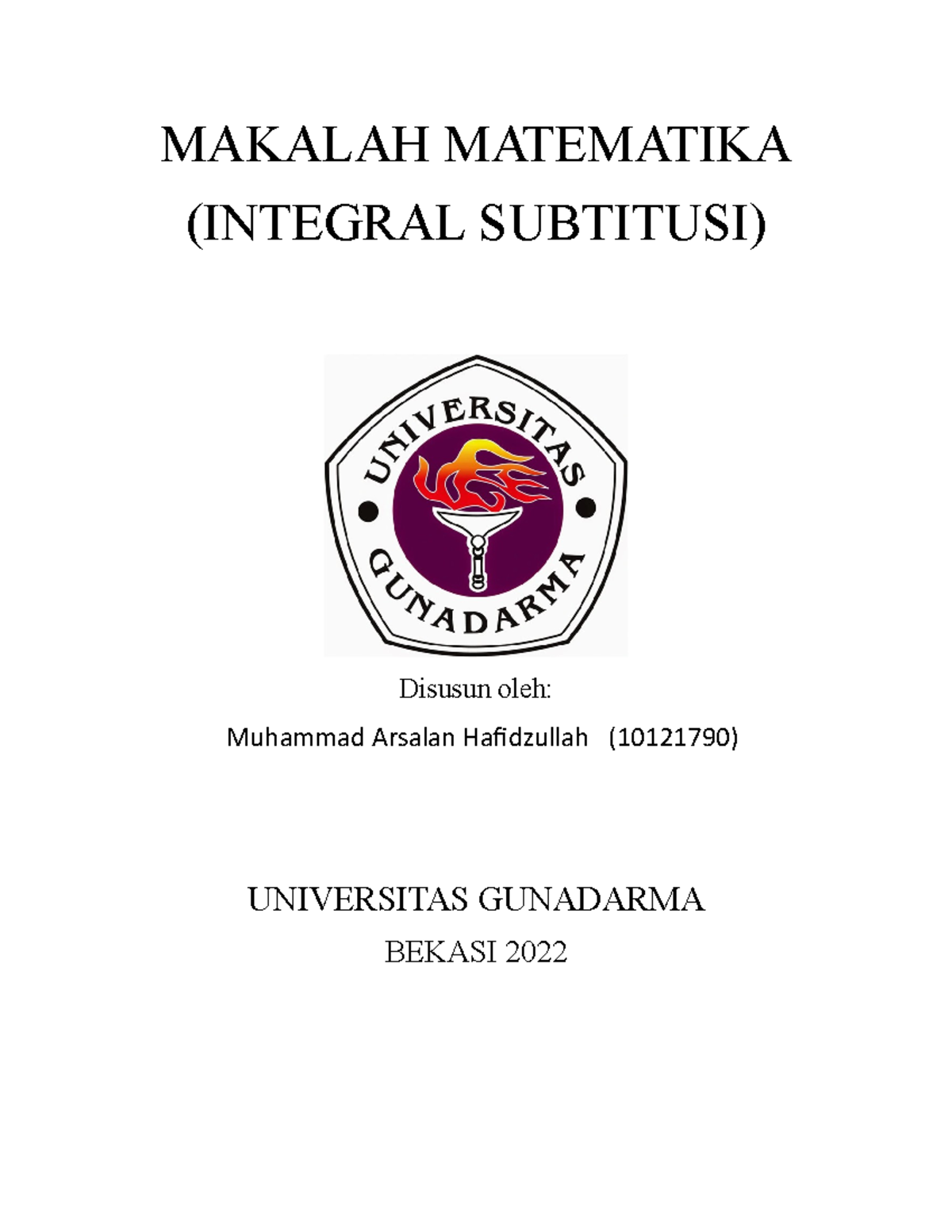Metode Integral Subtitusi Dalam Matematika Ma131 Studocu