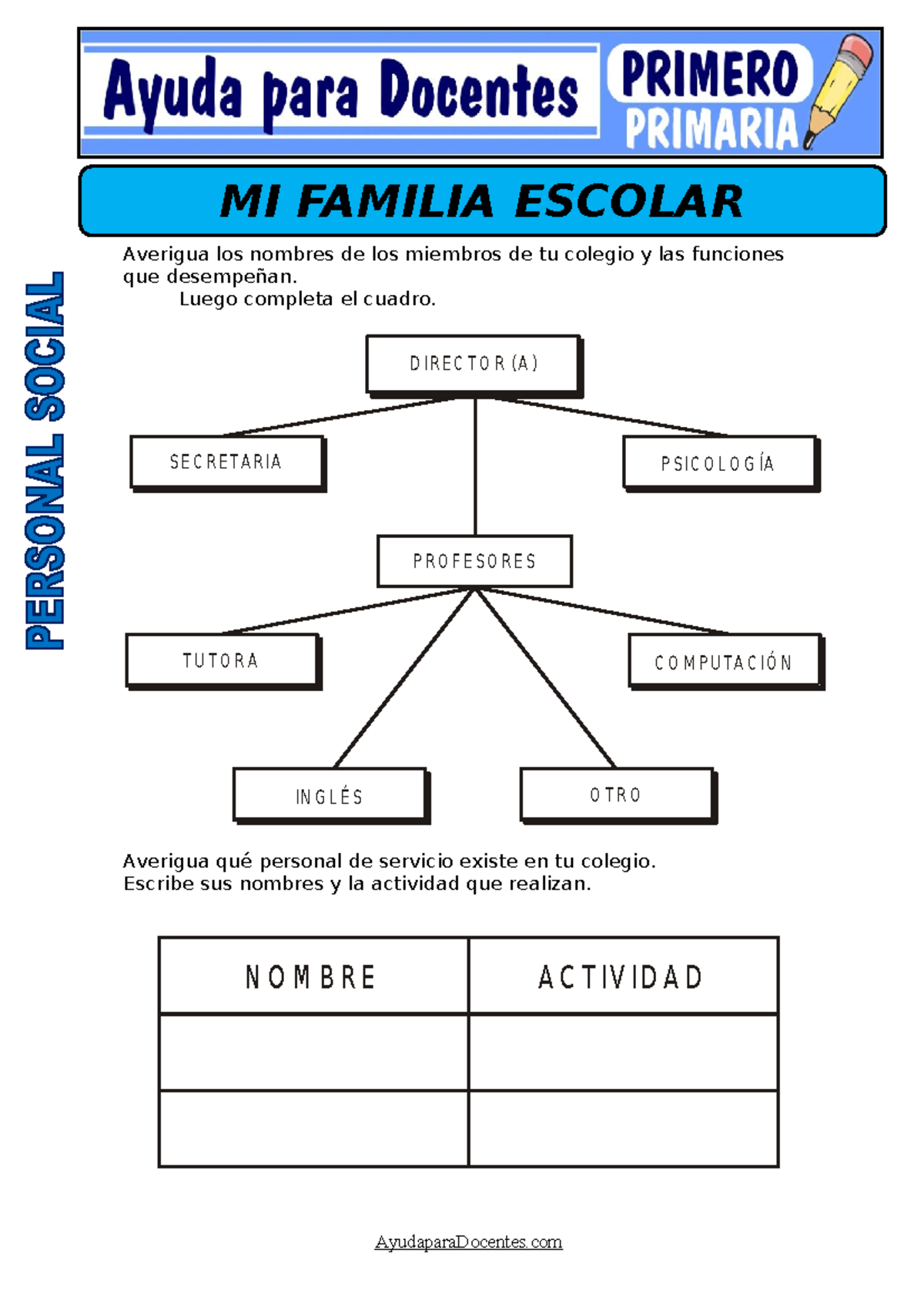 Mi Familia Escolar para Primero de Primaria - comunicacion efectiva ...