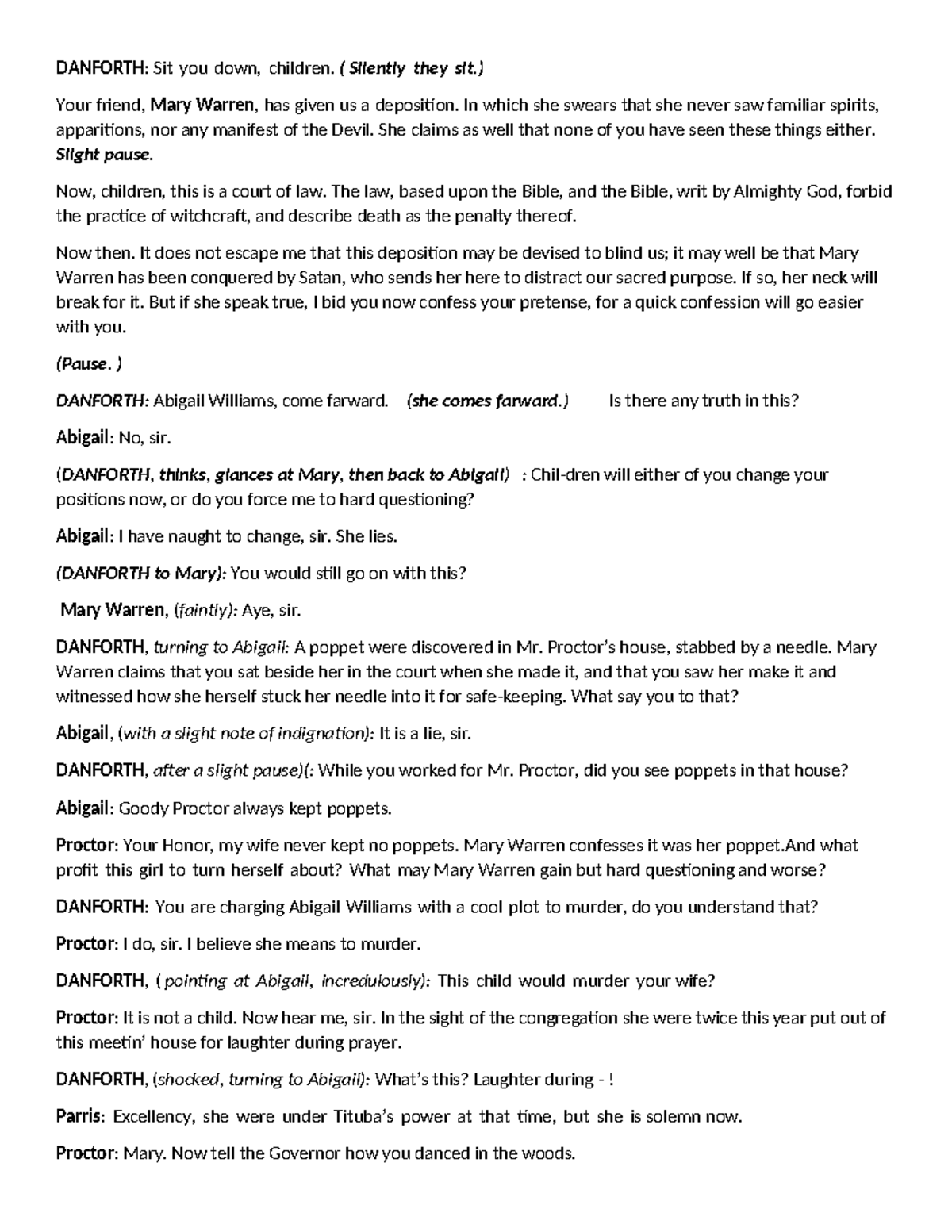 Crucible script 2: Courtroom confrontation and confessions - Studocu