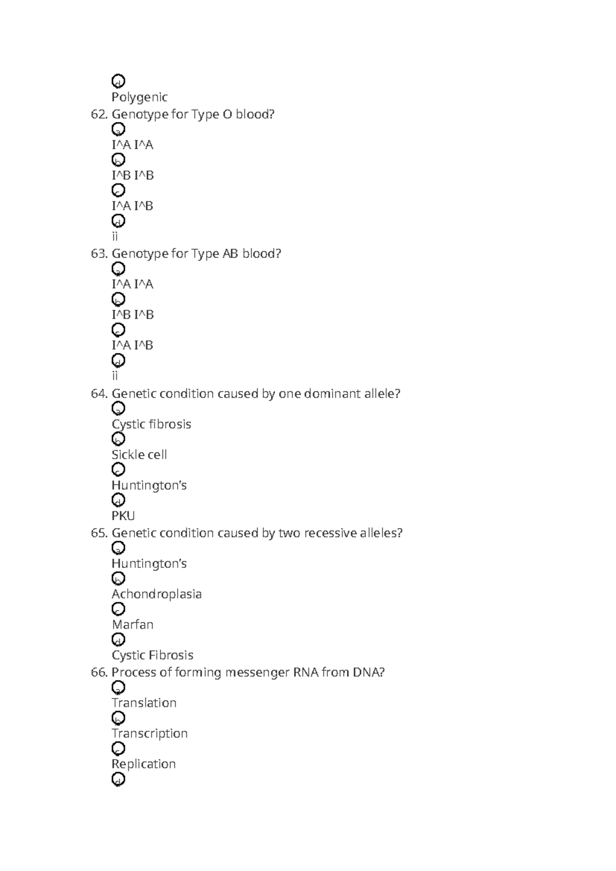 Genetics and Heredity Quiz (Course Code: 13-14) - Studocu