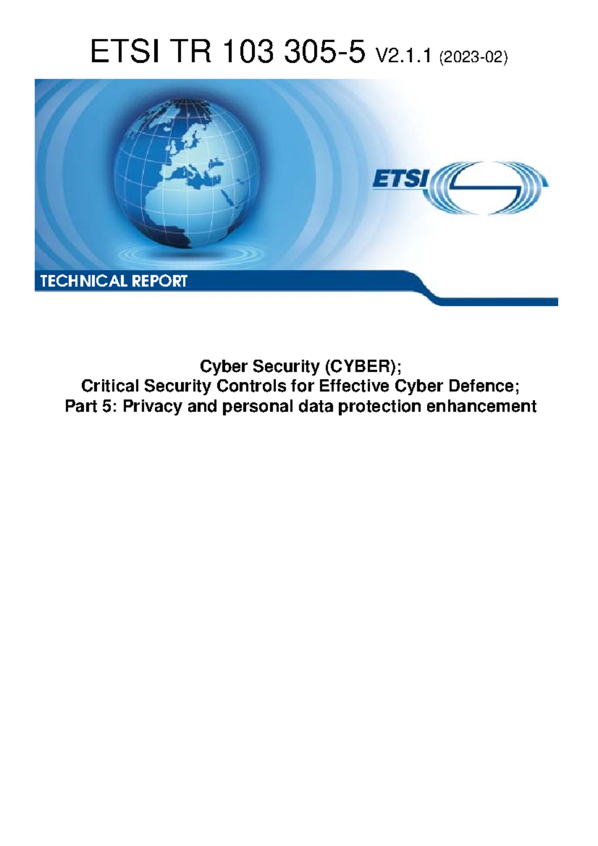 ETSI TR 103 V2.1.1: Enhancing Privacy & Data Protection in Cyber ...