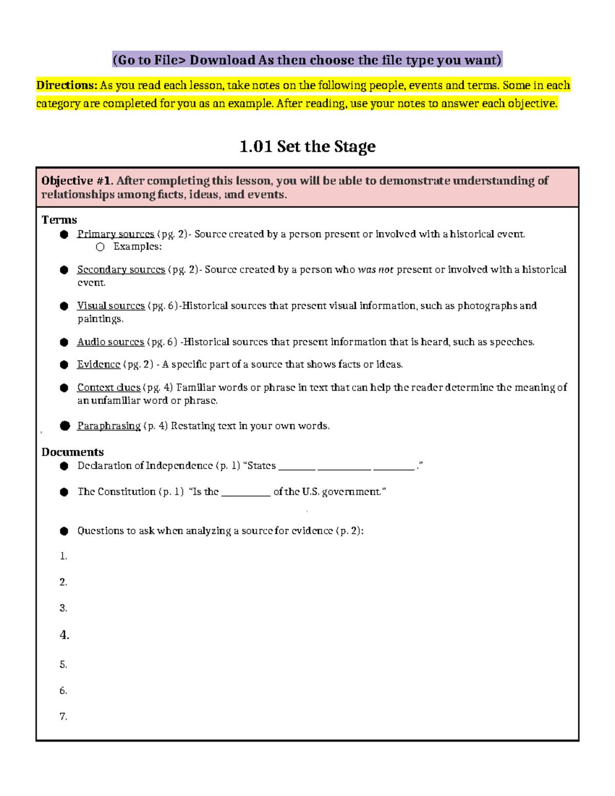 V21 Mod 1 Notetaking Guide: Key Terms, Events, and Concepts - Studocu