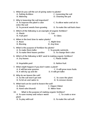 Answer sheet sample for shading - INSTRUCTIONS • Shade ONE letter only ...
