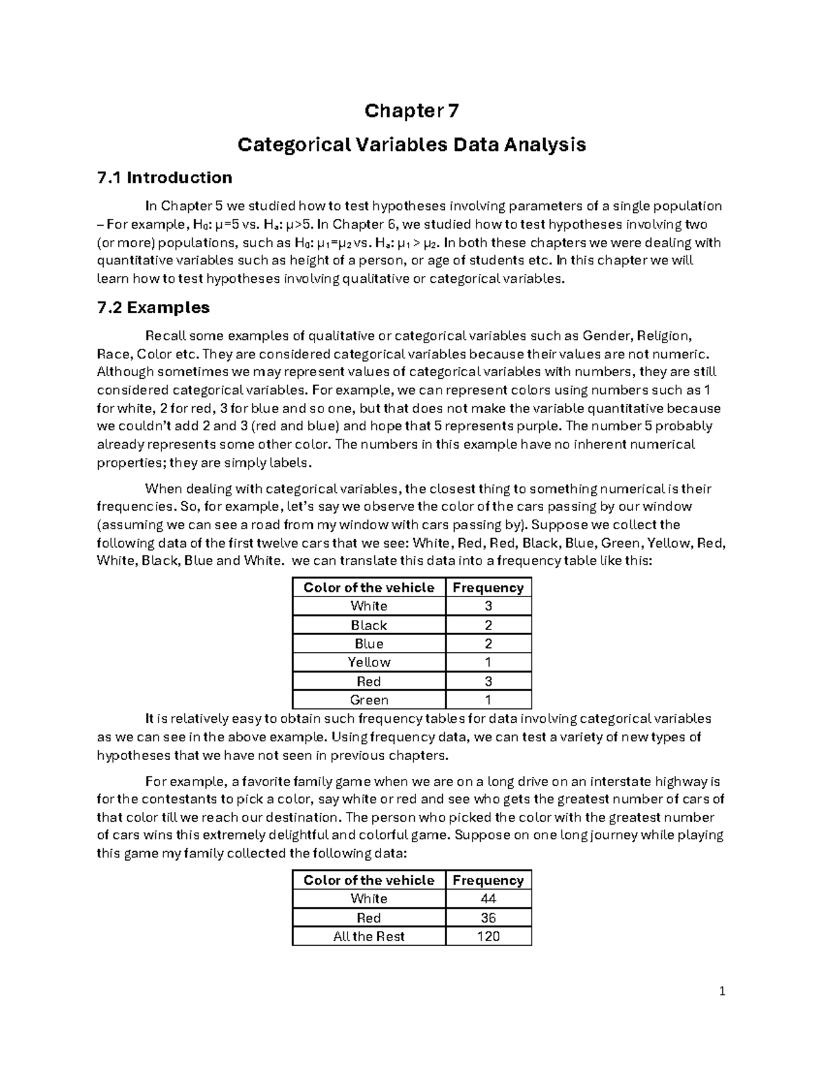 Chapter 7: Categorical Variables and Hypothesis Testing - Studocu