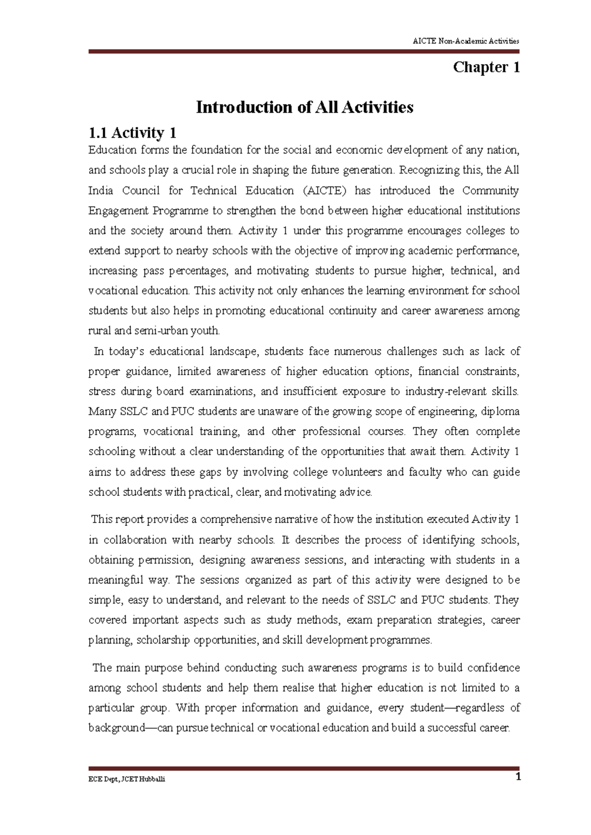 AICTE Activities Report: Community Engagement Initiatives at JCET ...
