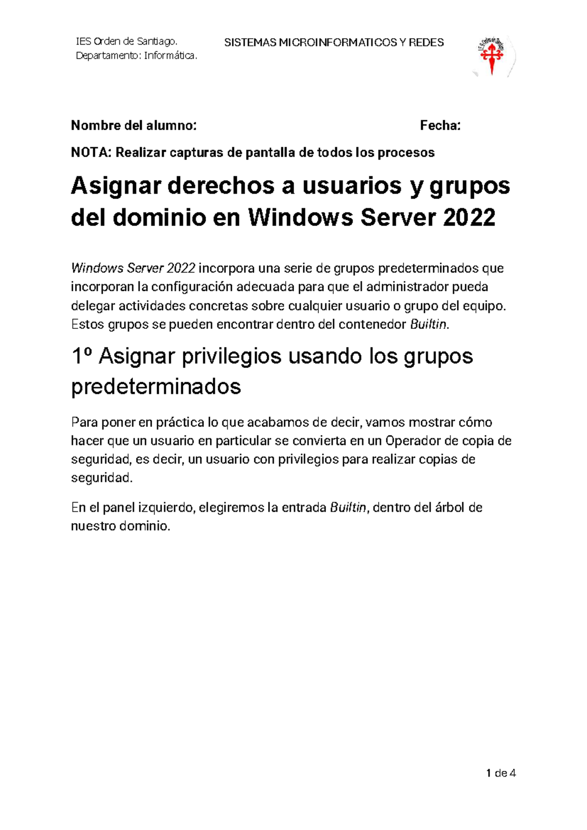 Práctica 8: Asignación de Derechos en Windows Server 2022 - SMR2 SOR ...