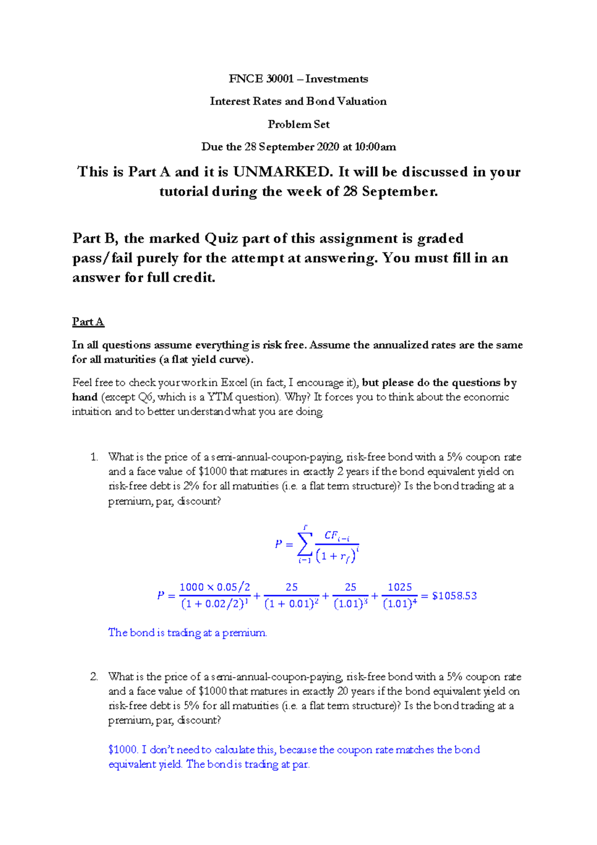 Assignment Week 8 Answers Interest Rates And Bond Valuation - FNCE ...