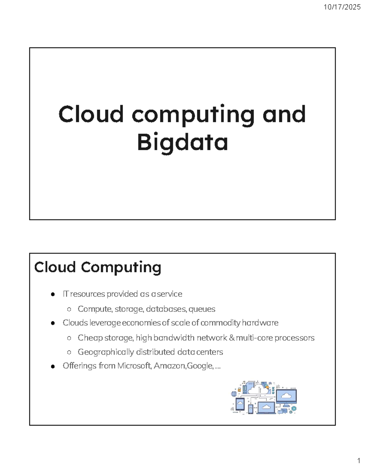 Cloud Computing and Big Data Overview (B1) - Studocu
